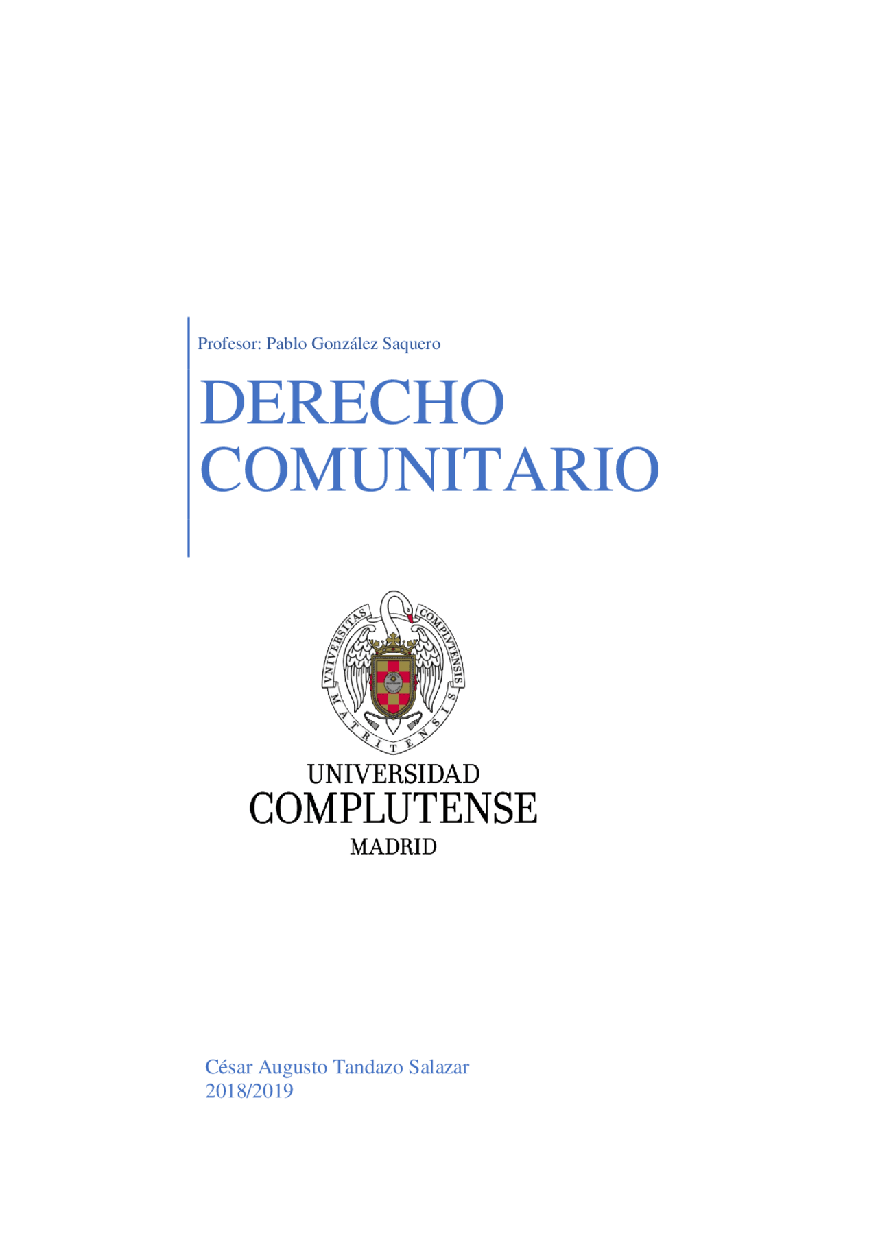 Resumen Derecho Comunitario - Docsity