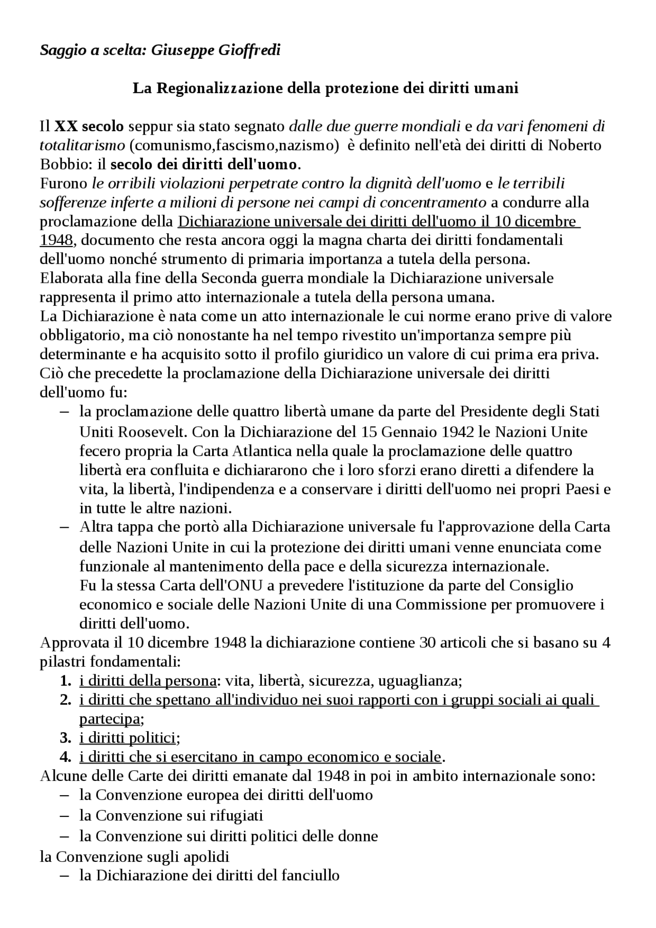 Esame Di Diritti Umani Docsity