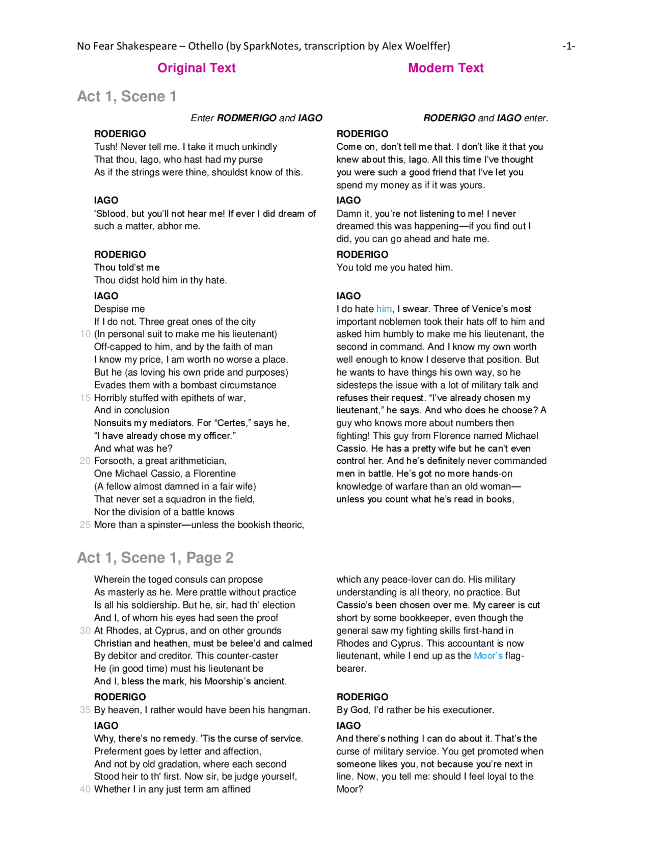 La Storia Di Othello Docsity