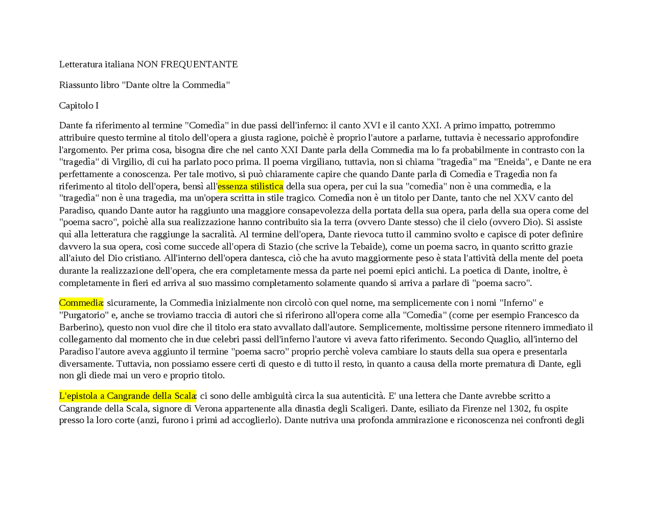 Dante Oltre La Commedia Docsity