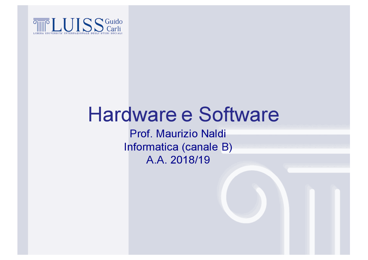 Spiegazione Hardware E Software Docsity