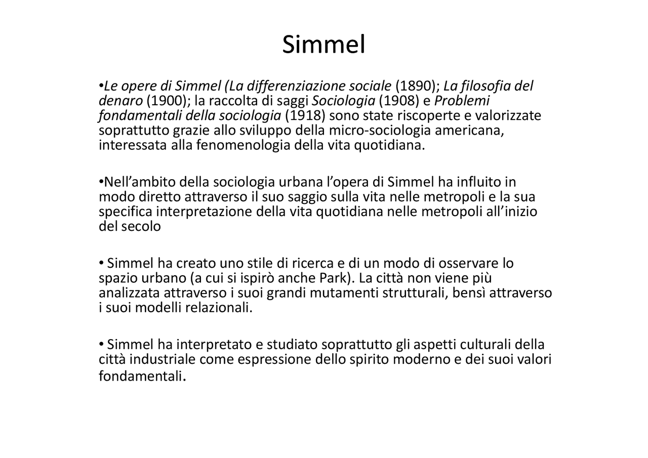 Appunti Su Georg Simmel Docsity