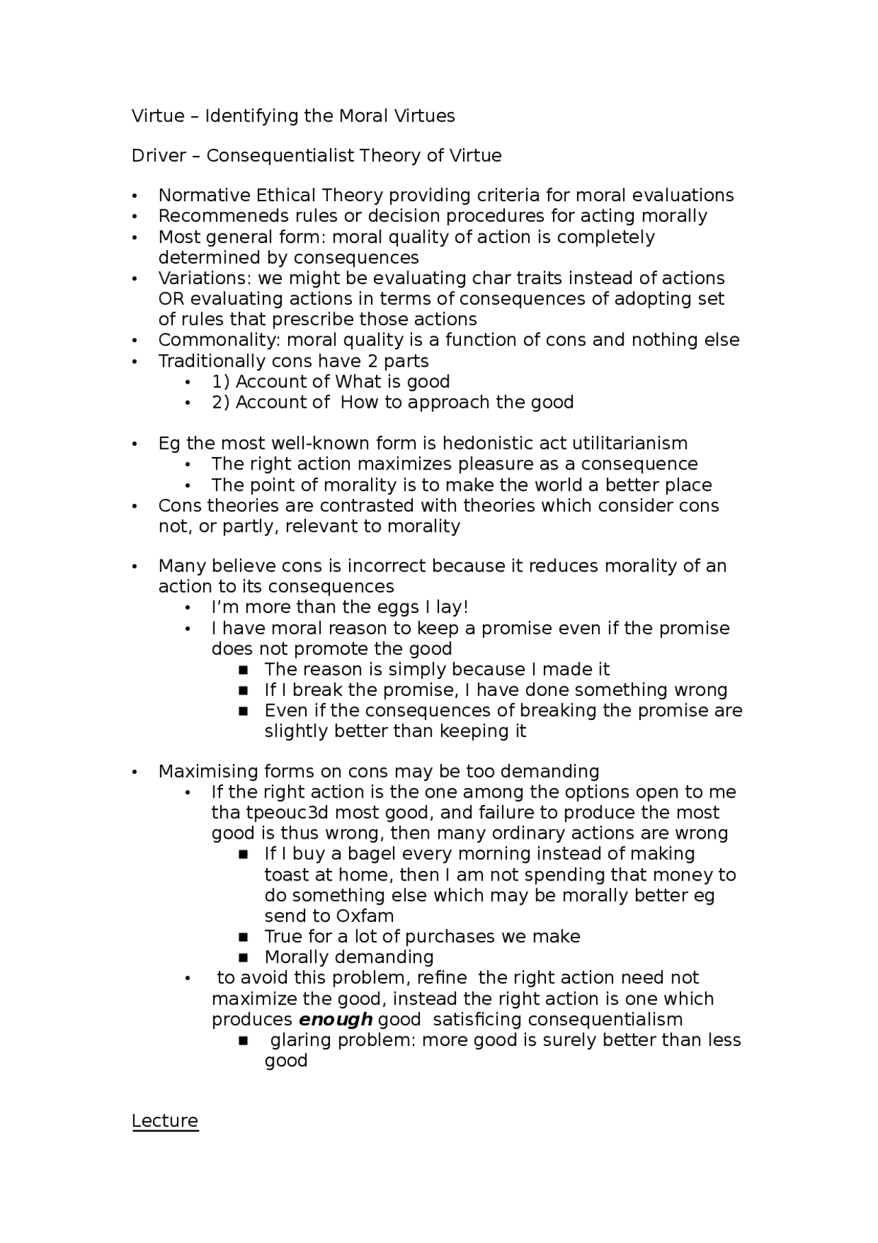 Ethics - Identifying the Moral Virtues - Docsity