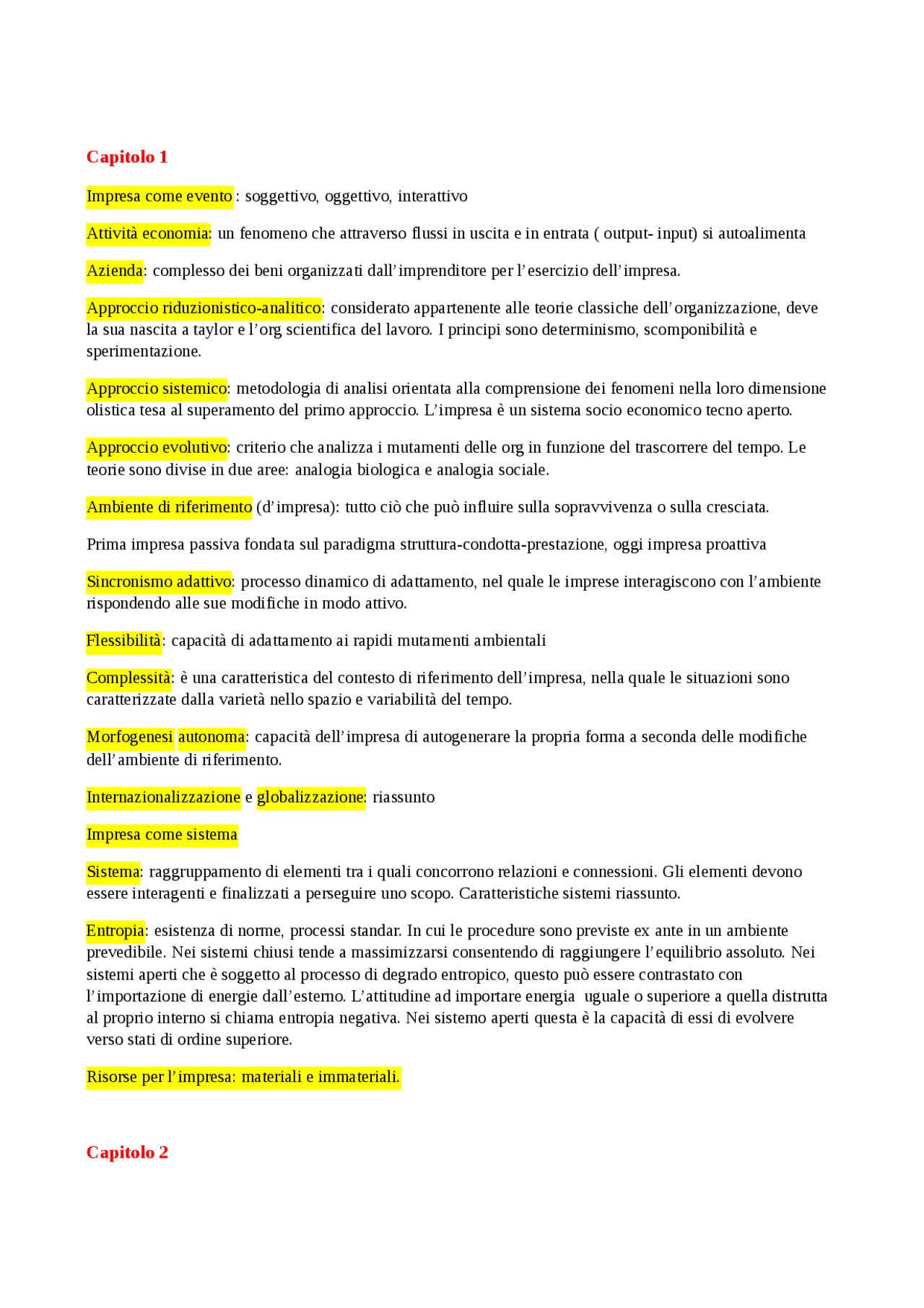 Limpresa Riassunto Luca Dezi Docsity