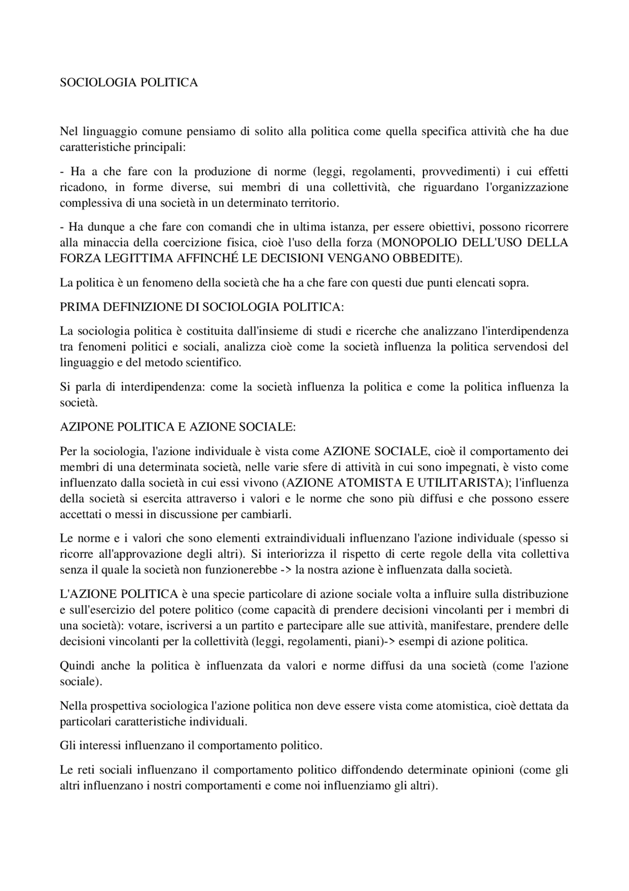 Appunti Di Sociologia Politica Prof Carlo Trigilia Docsity