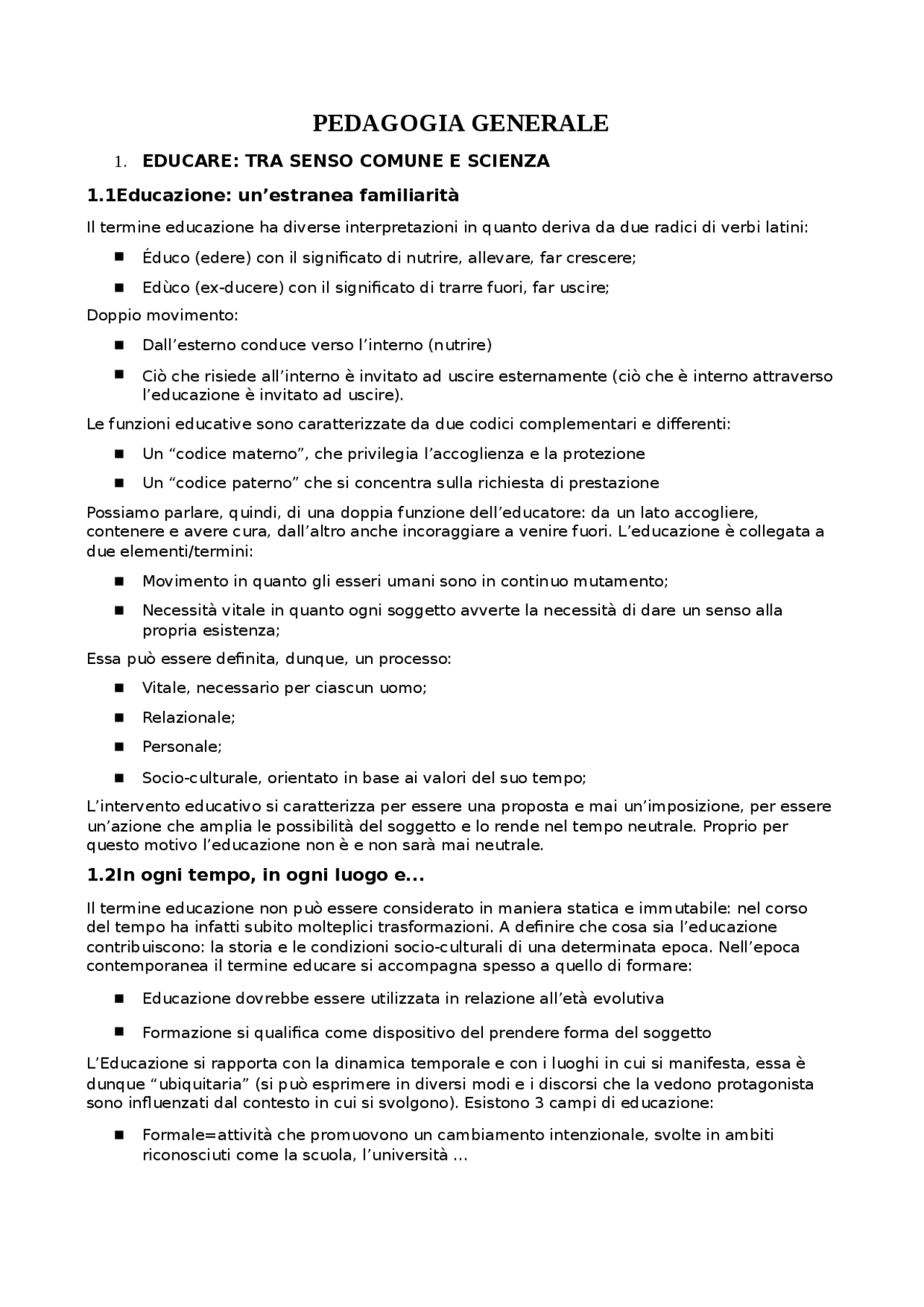 Manuale Di Pedagogia Generale Docsity