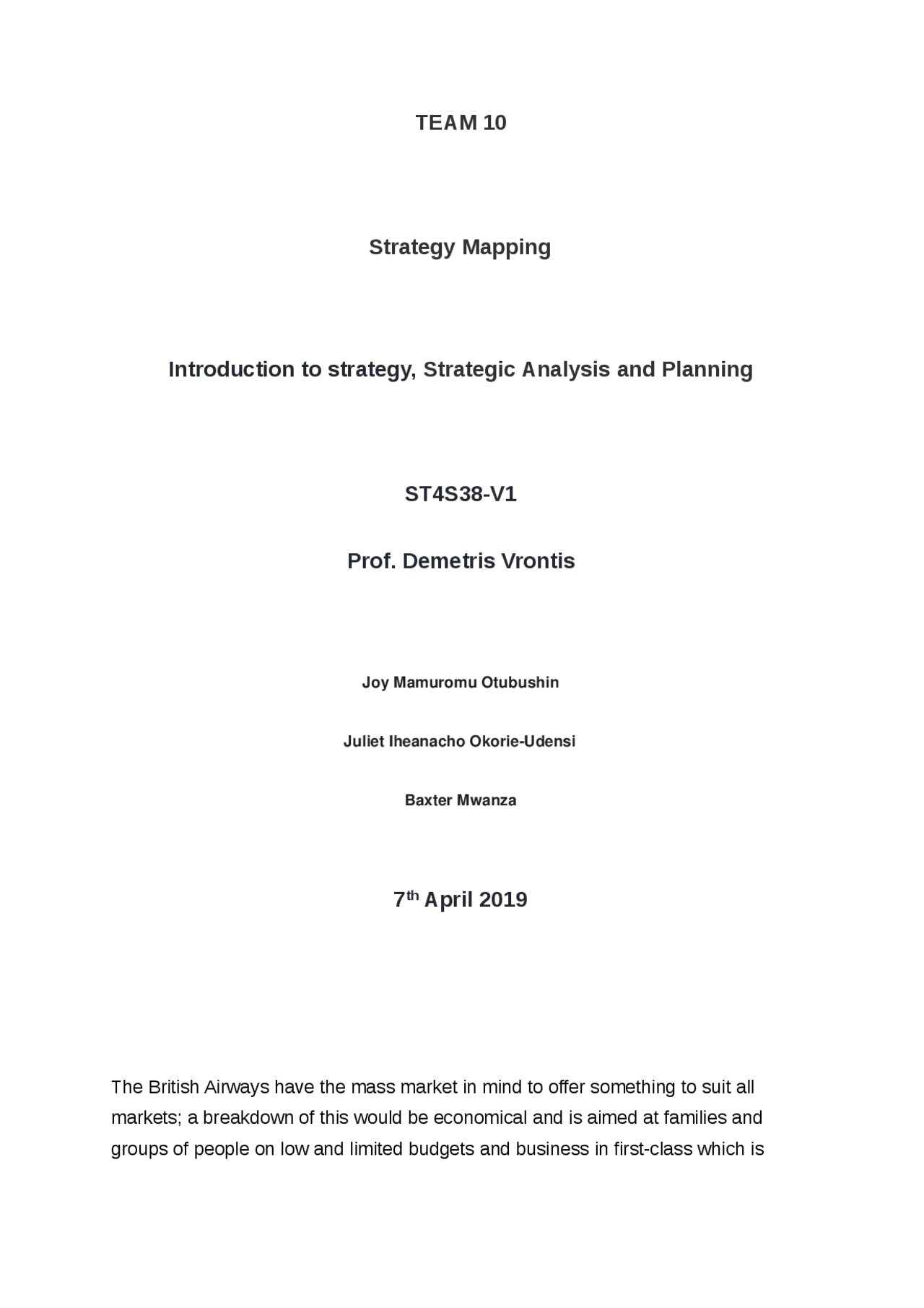 Task 2 Strategy Mapping Docsity
