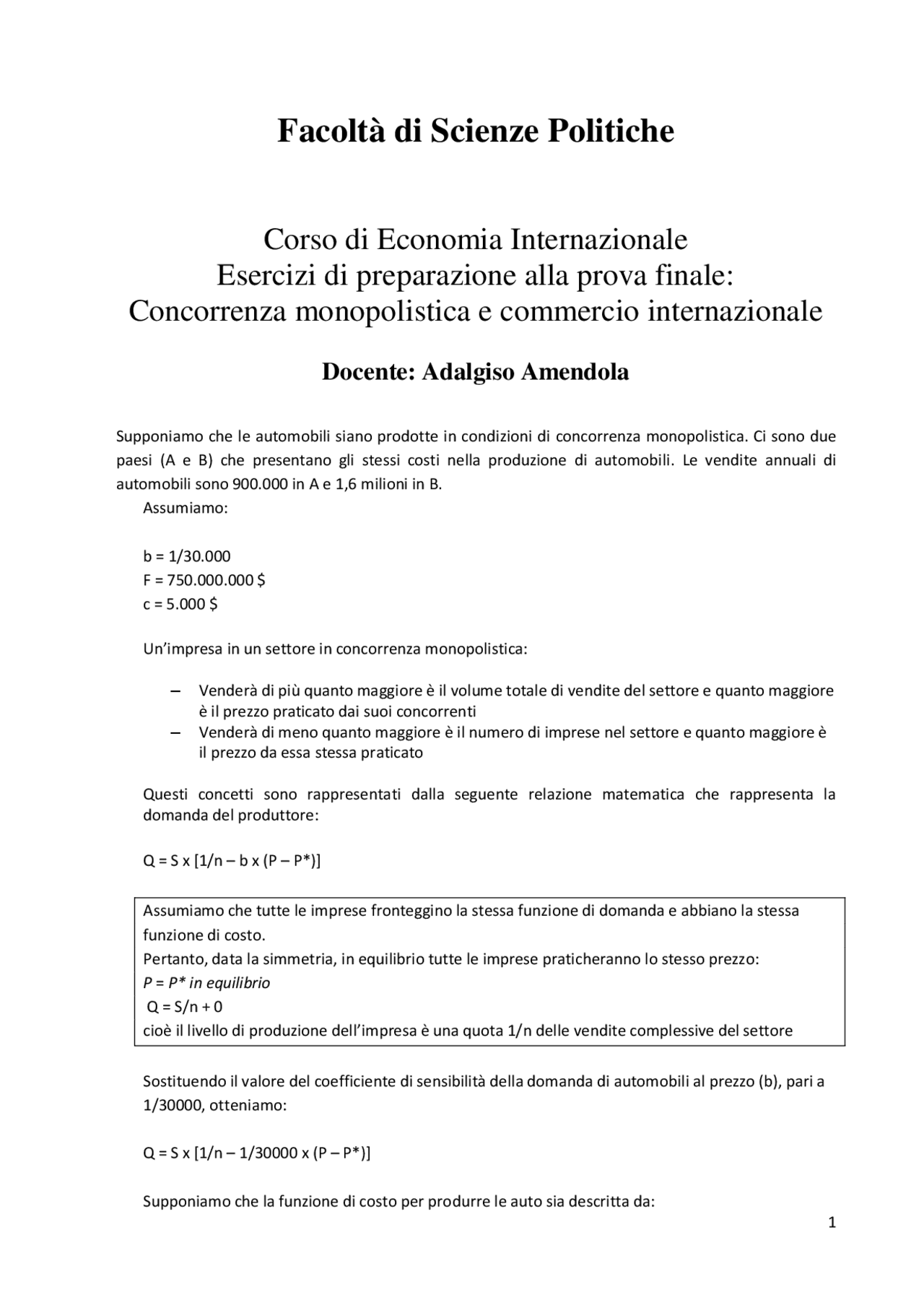Economia Internazionale Docsity