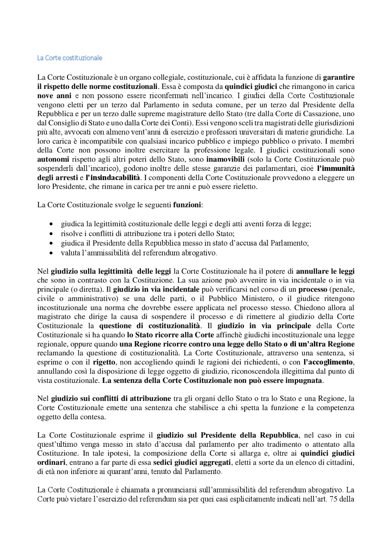La Corte Costituzionale Composizione E Funzioni Docsity