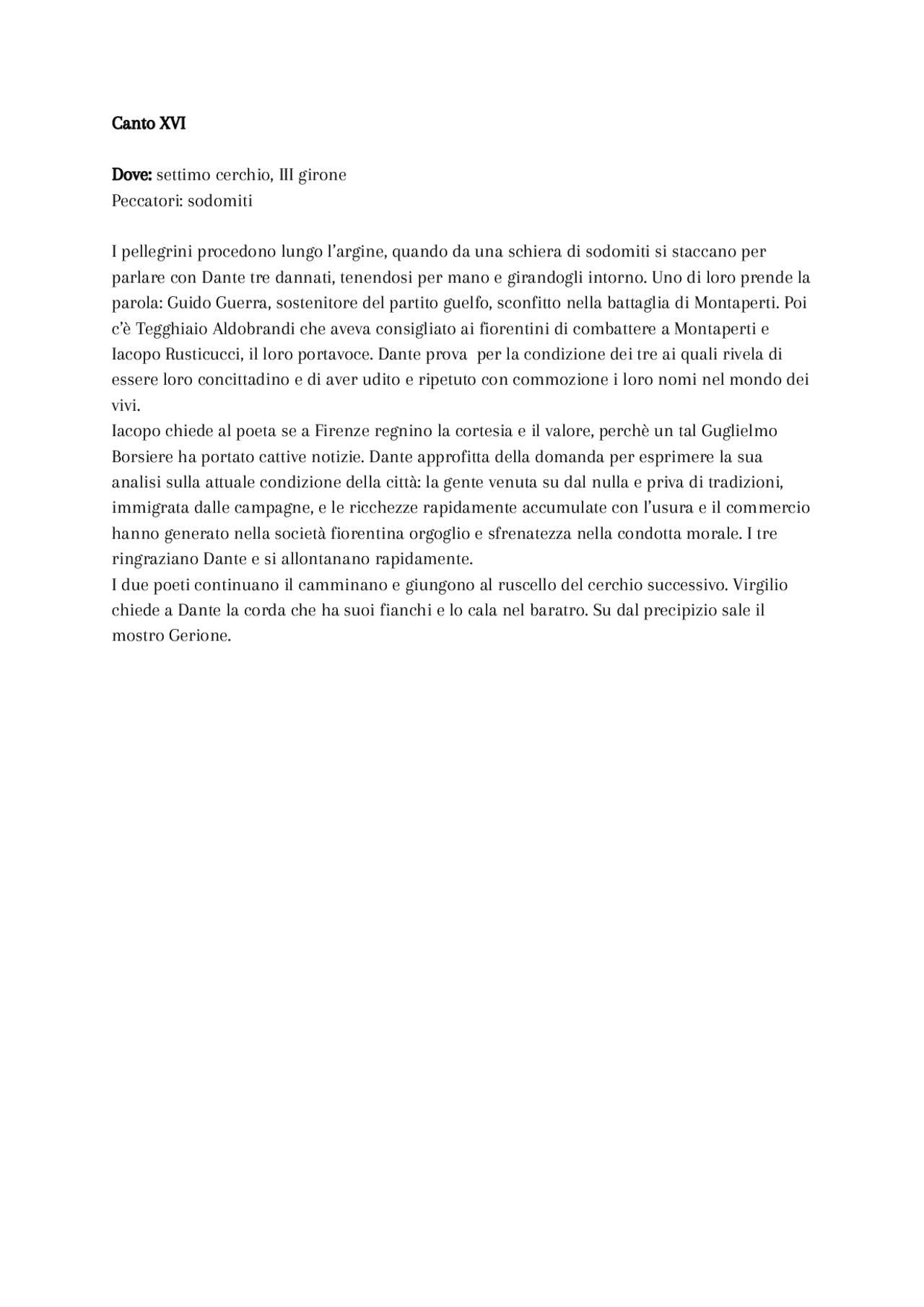 Canto Xvi Divina Commedia Docsity