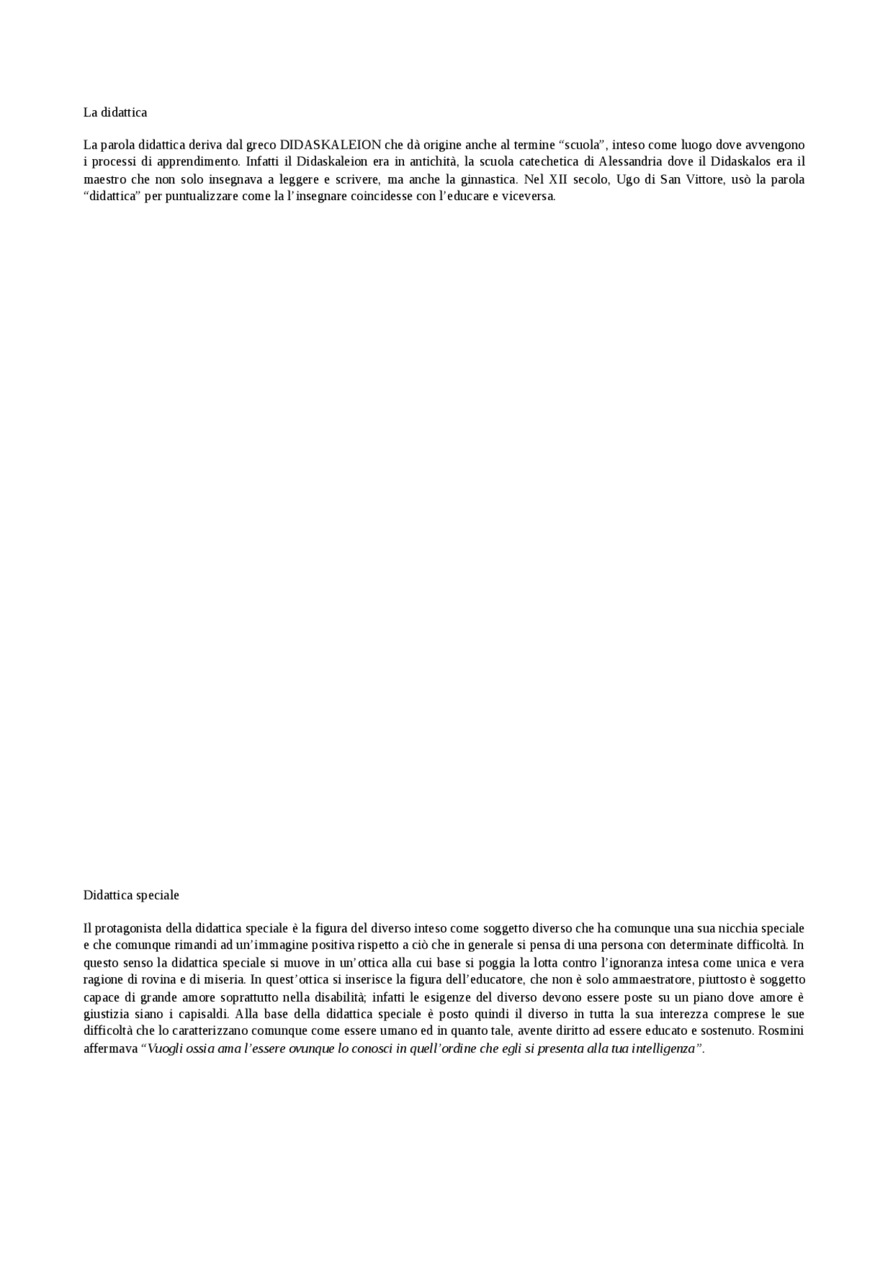 Riassunto Didattica Speciale Docsity