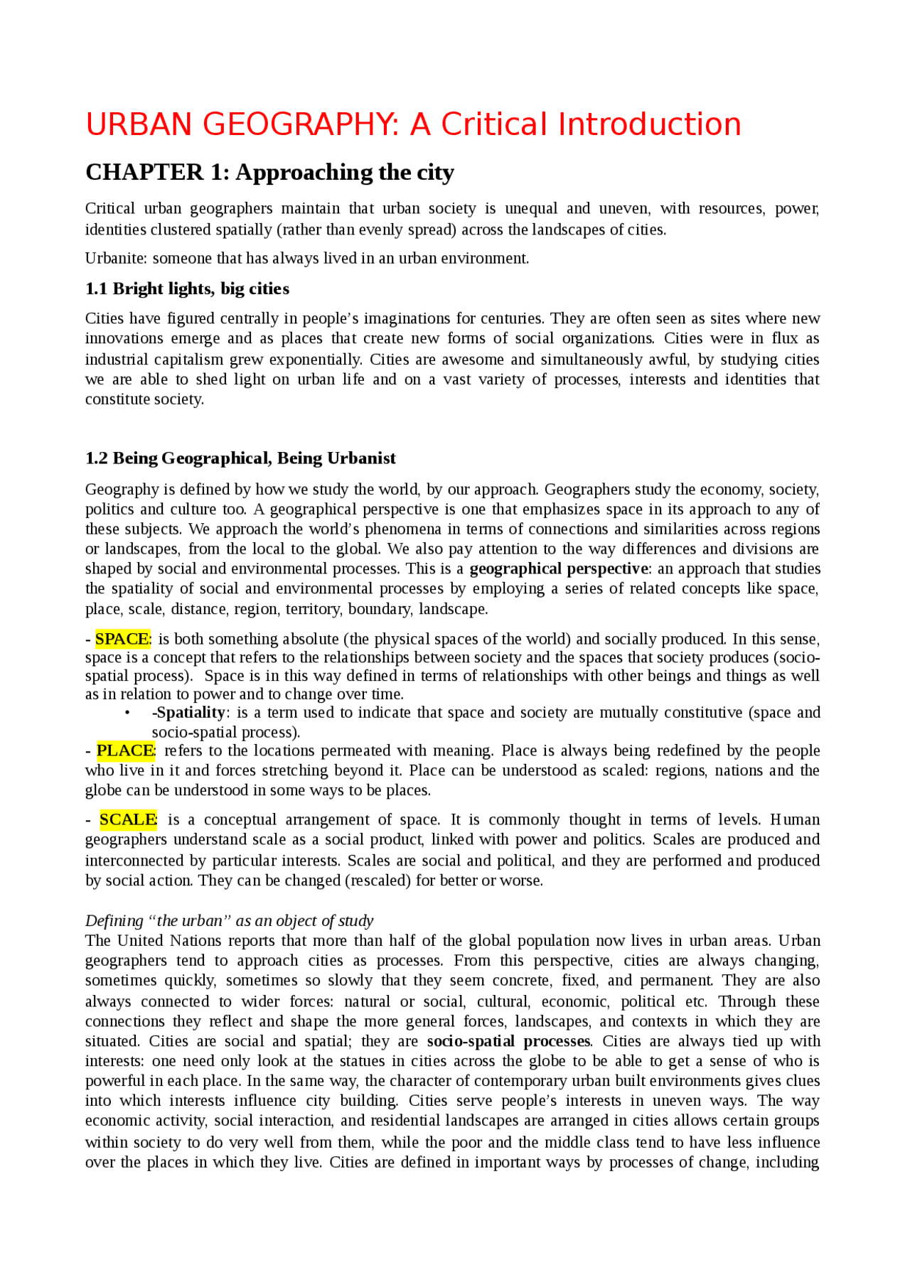 Urban geography: A Critical introduction - Jonas McCann | Sintesi del ...