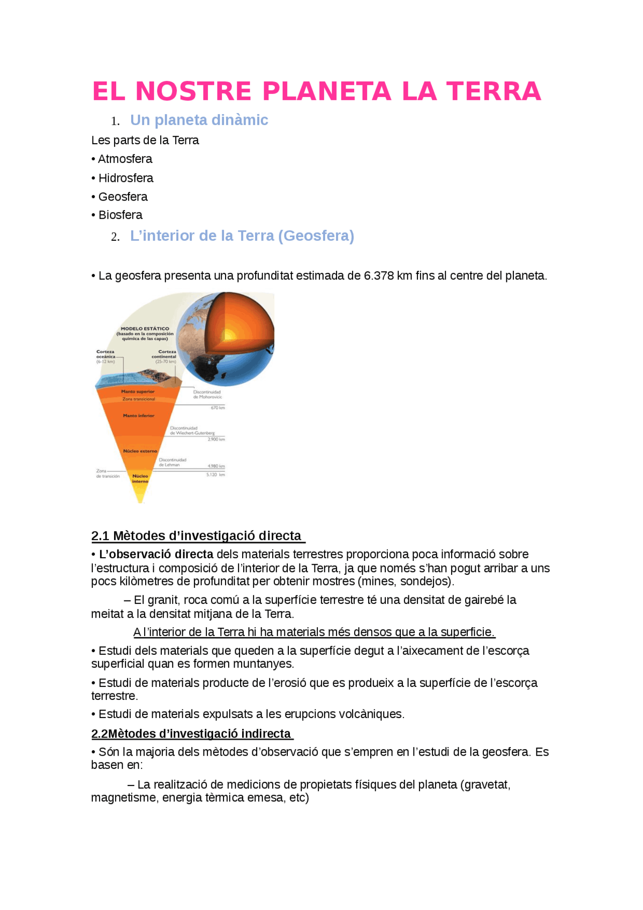 Apuntes del planeta tierra - Docsity