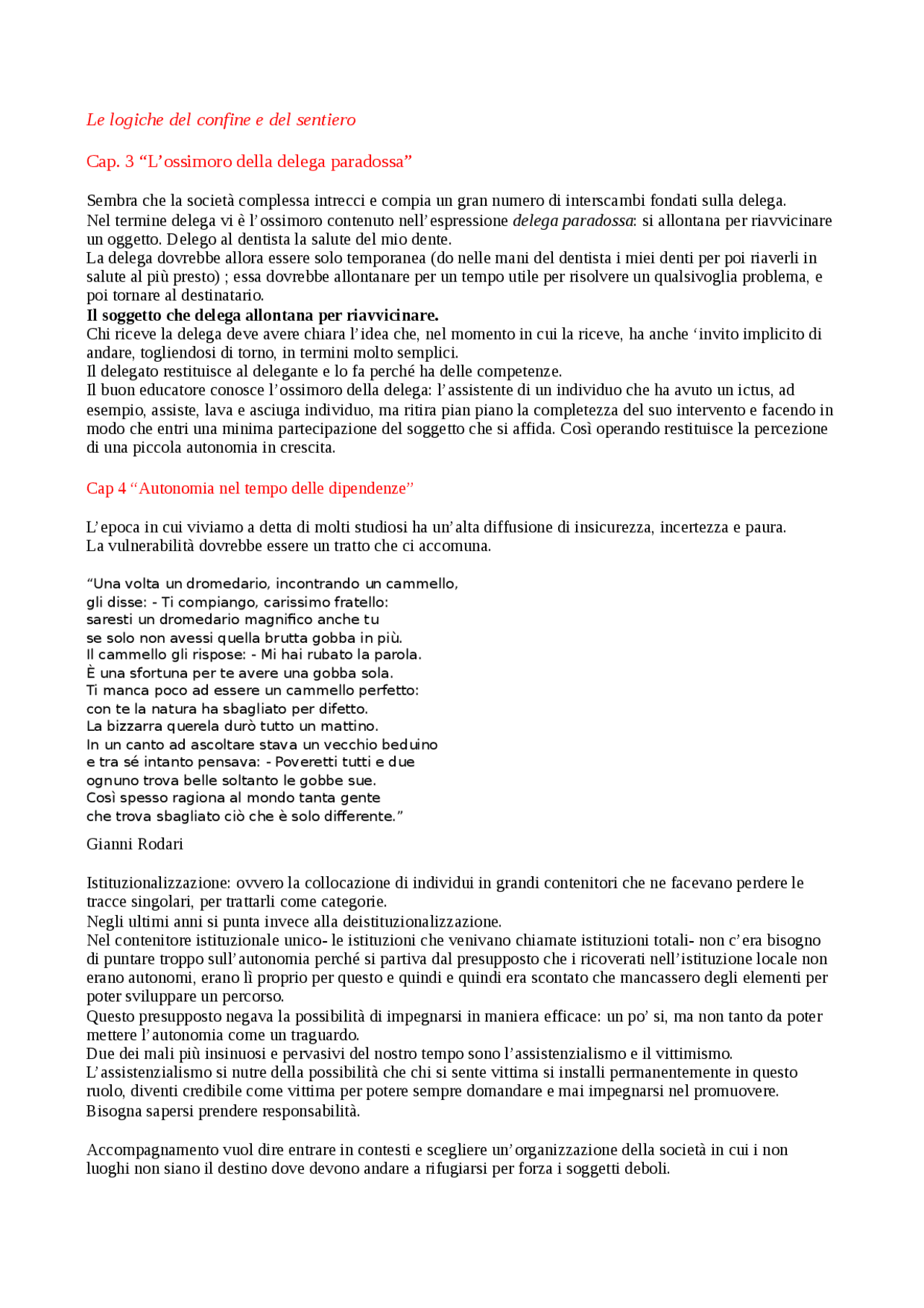 Le Logiche Del Confine E Del Sentiero Docsity