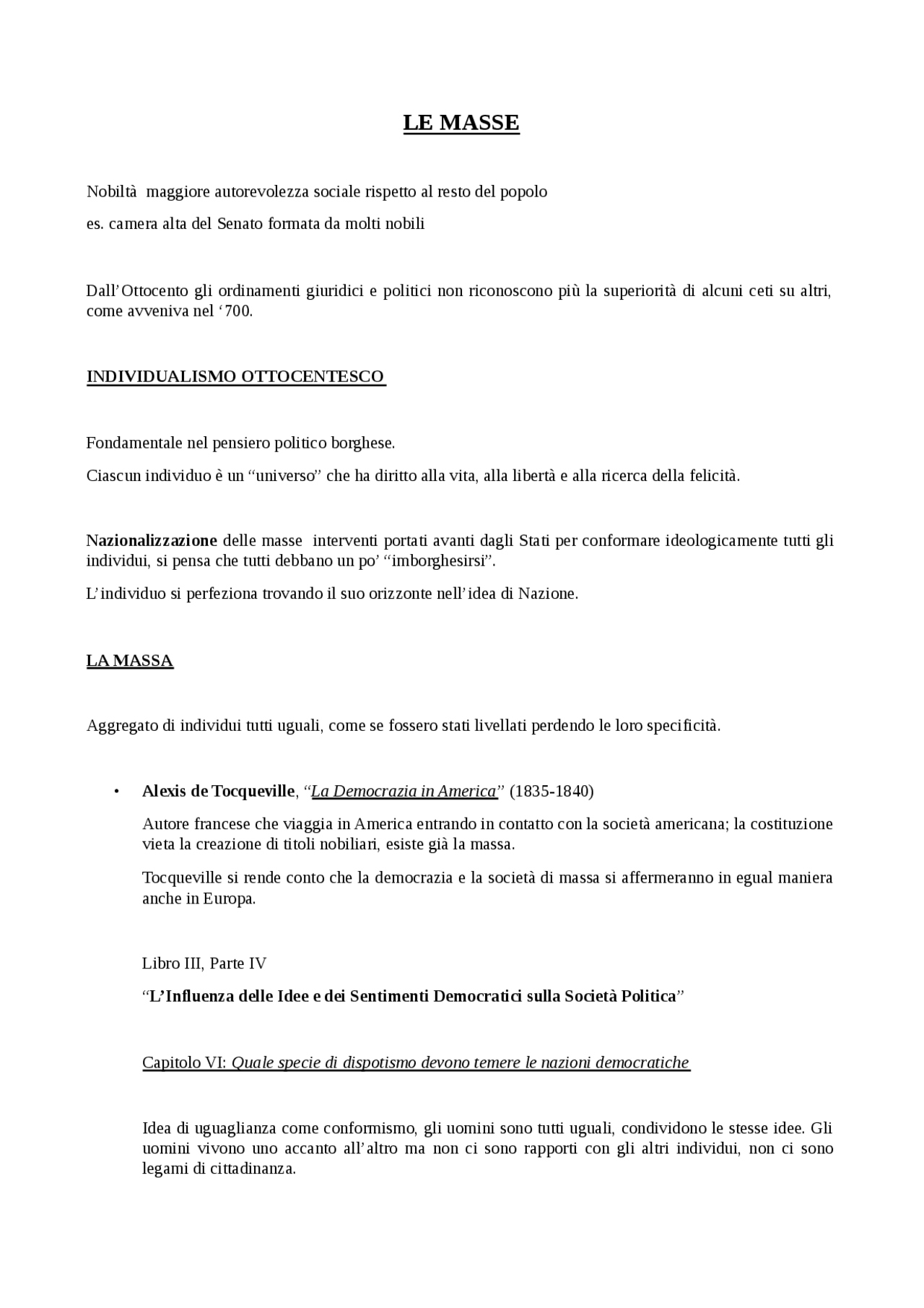 Il fenomeno delle masse analizzato da autori del '900 | Appunti di Storia Contemporanea | Docsity