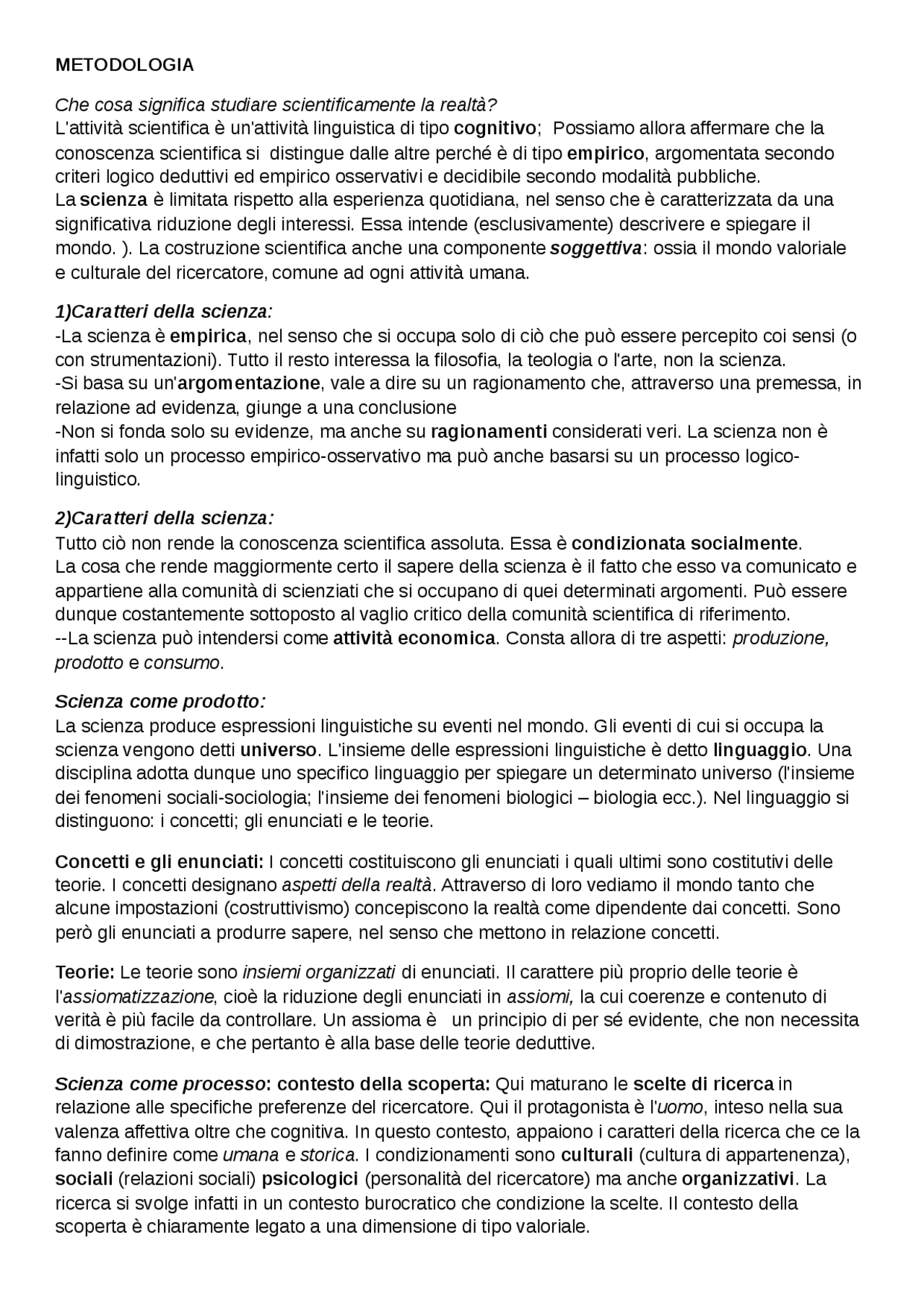 Metodologia Modulo A Docsity