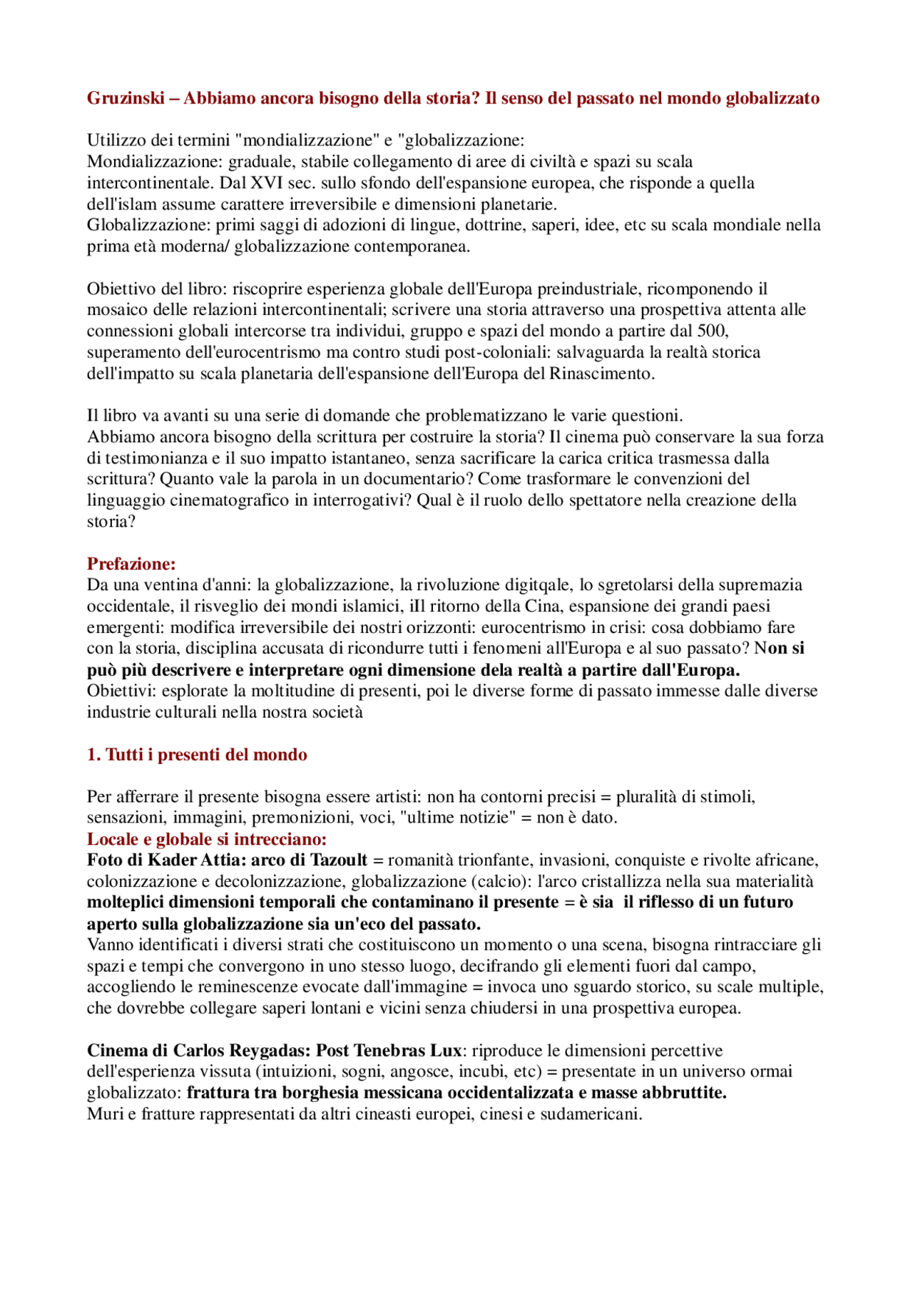 Appunti Storia Delle Americhe Gruzinski Docsity