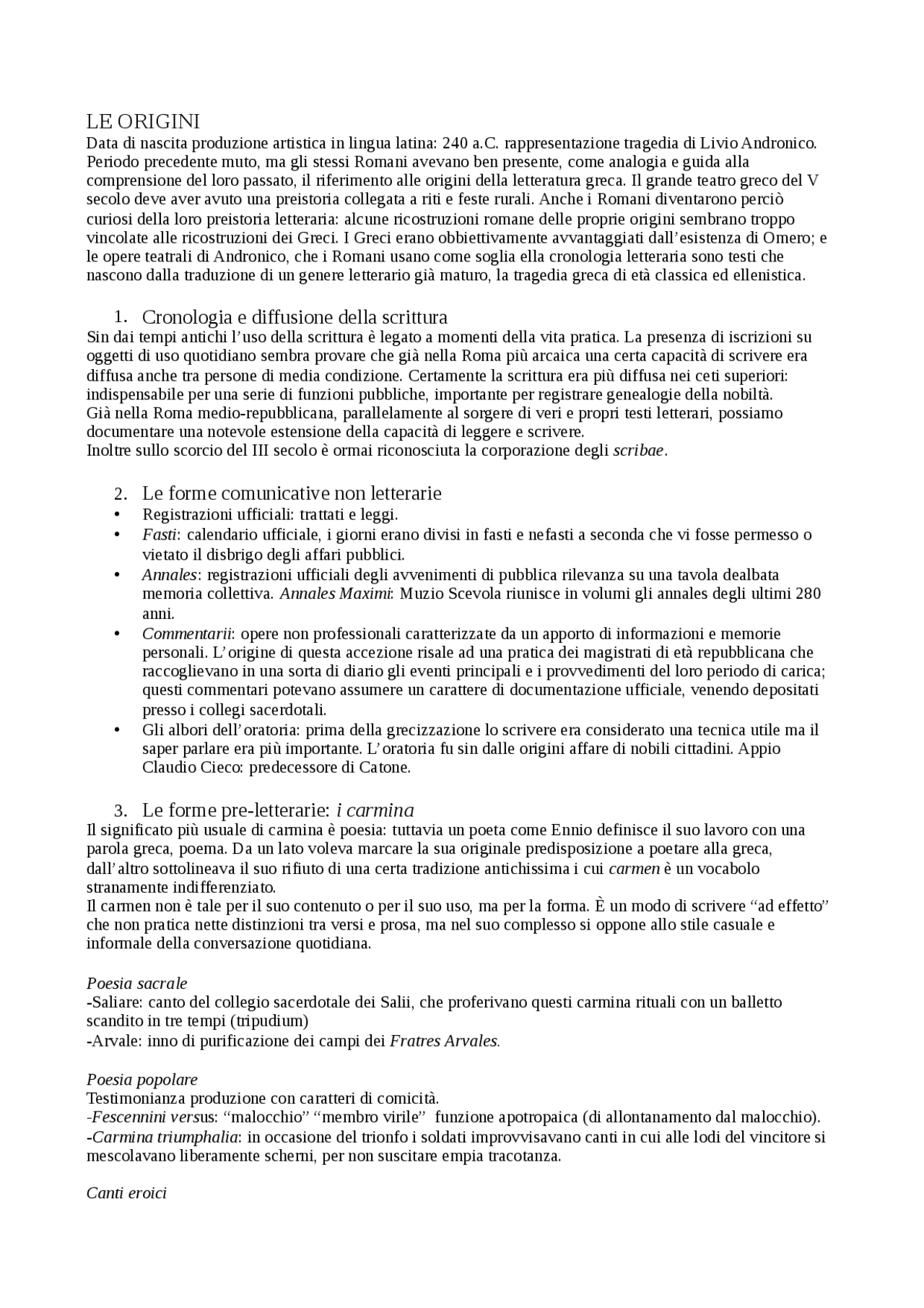 Riassunti Letteratura Latina Docsity