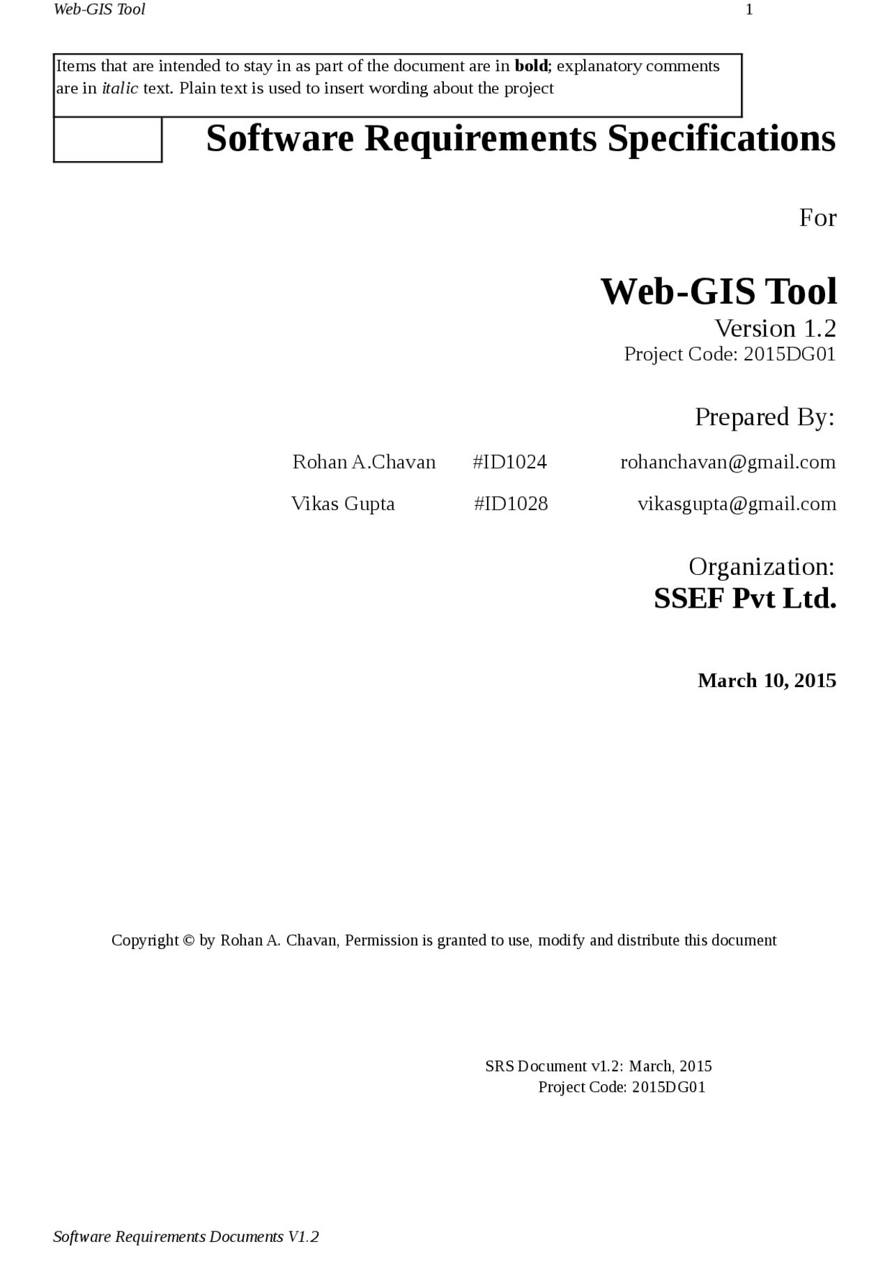 Template for software specification - Docsity