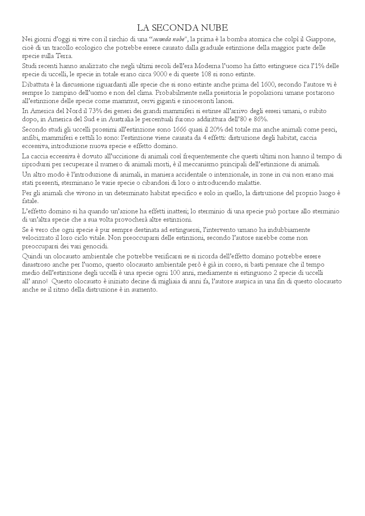 Riassunto Del Capitolo La Seconda Nube Di Jared Diamond Docsity