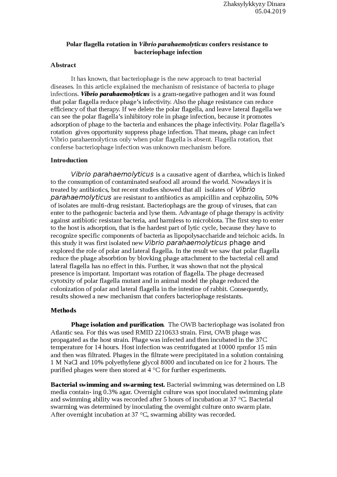 Flagella Rotation Motion Docsity