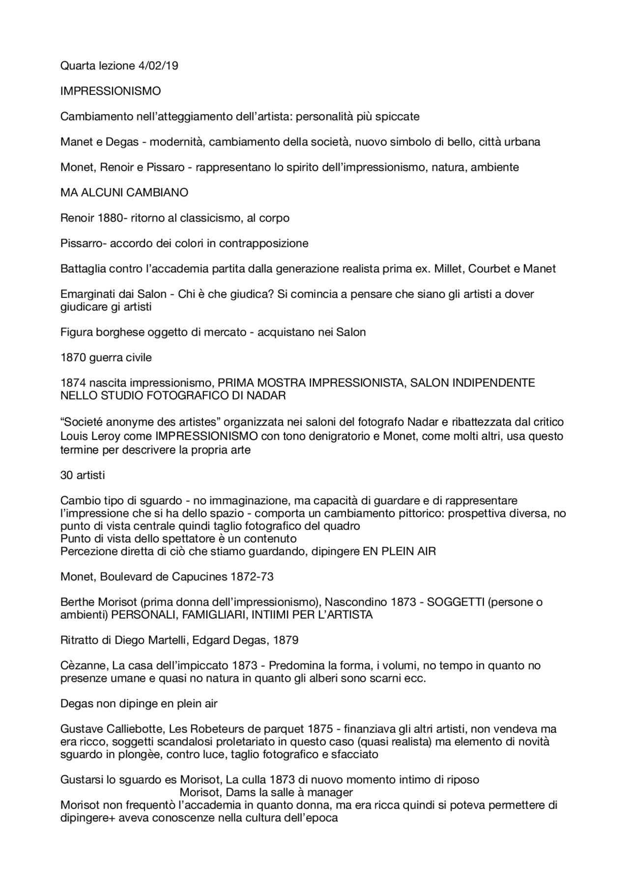 Appunti Impressionismo Docsity
