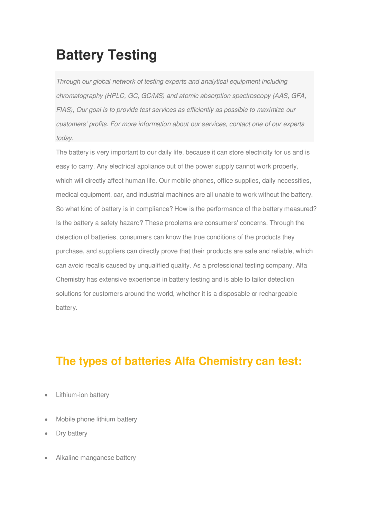 an introduction for Battery Testing | Essays (university) Science ...