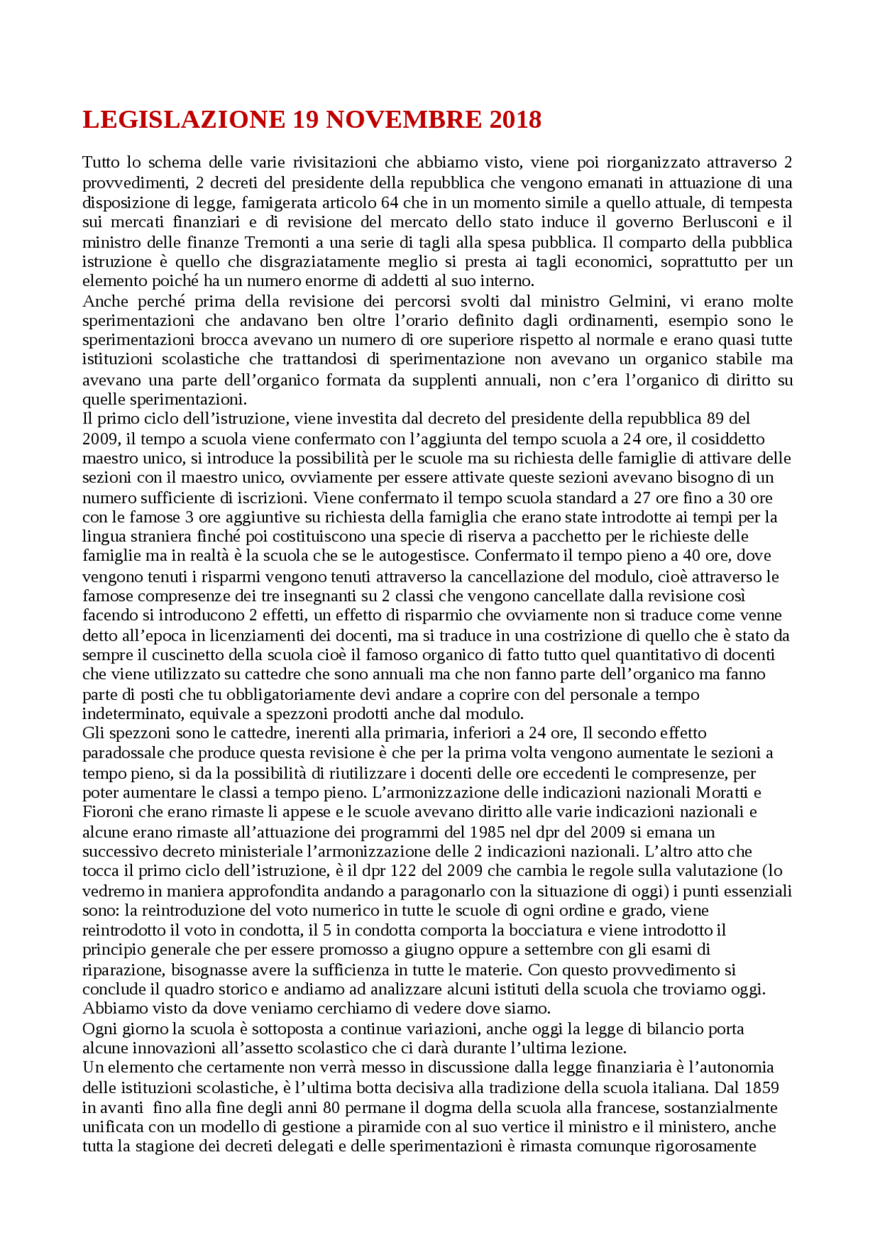 Legislazione Scolastica Docsity