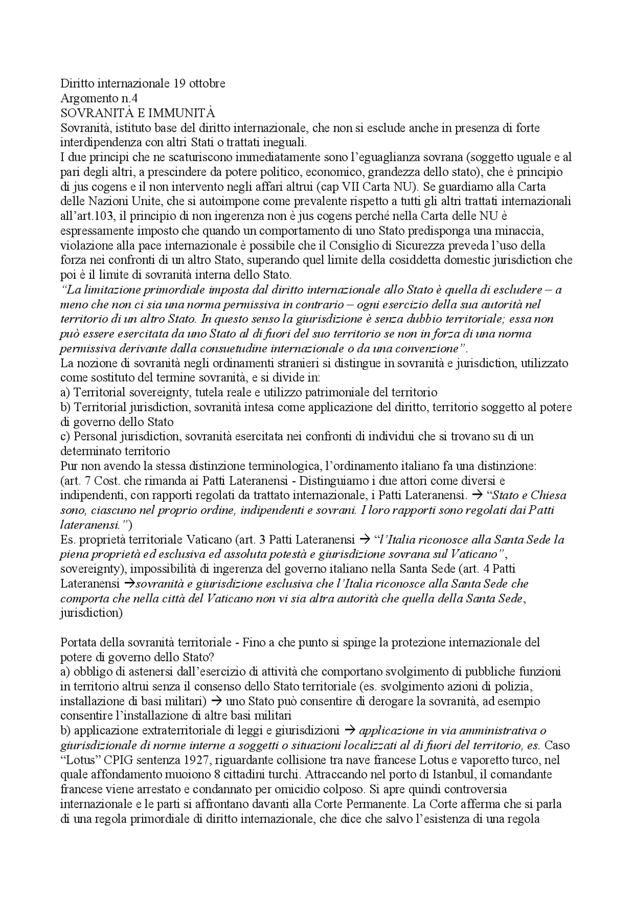 Diritto Internazionale Docsity