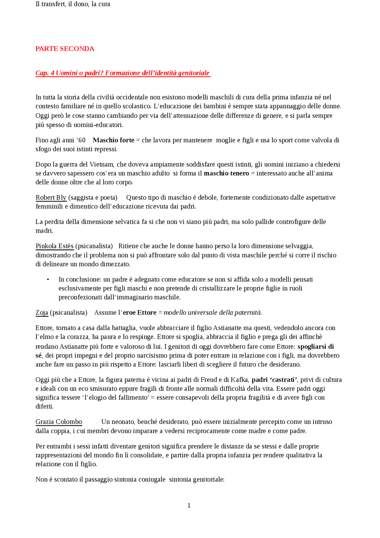 Il Dono Il Transfert La Cura Docsity