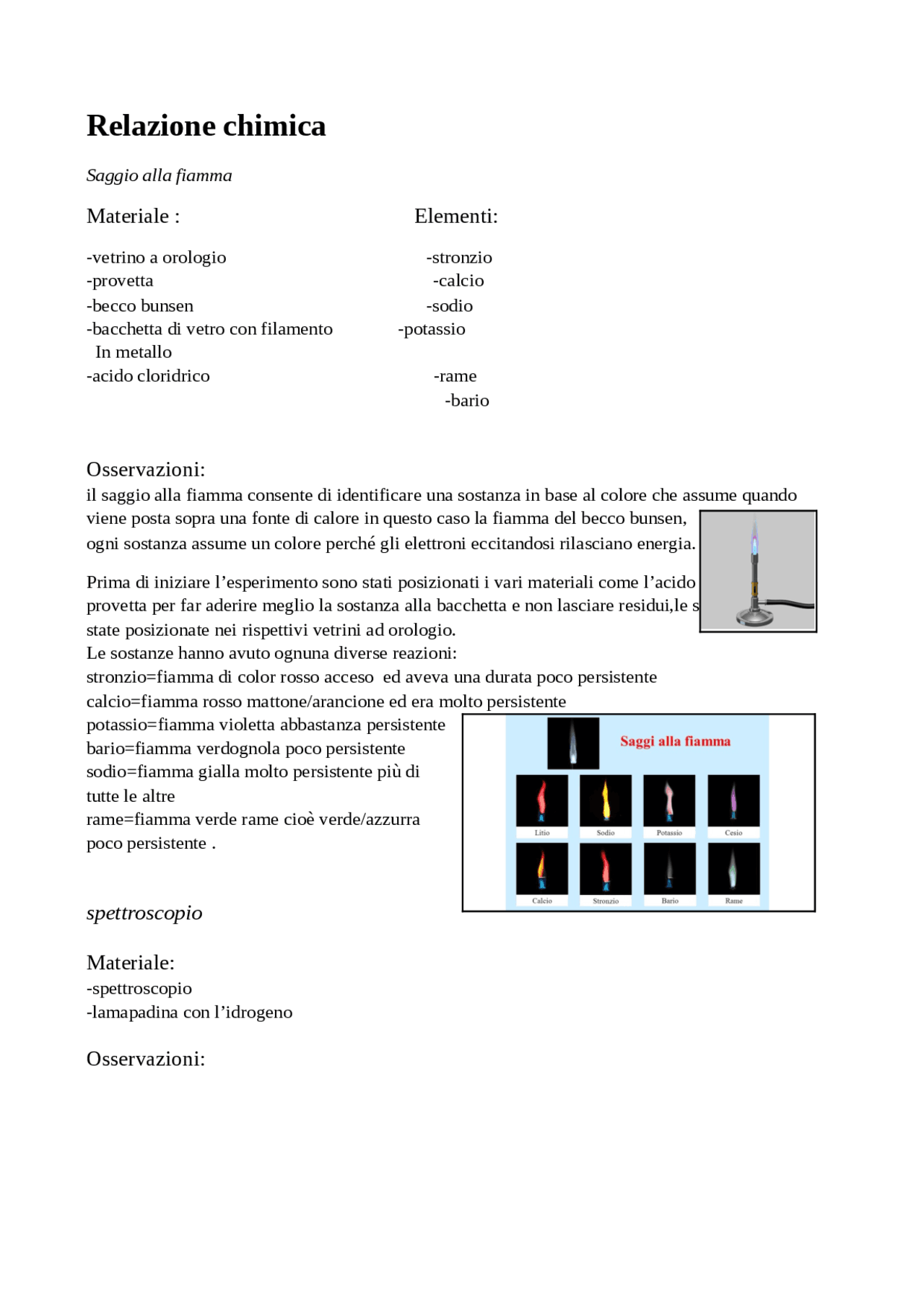 Esempio Di Relazione Chimica Docsity