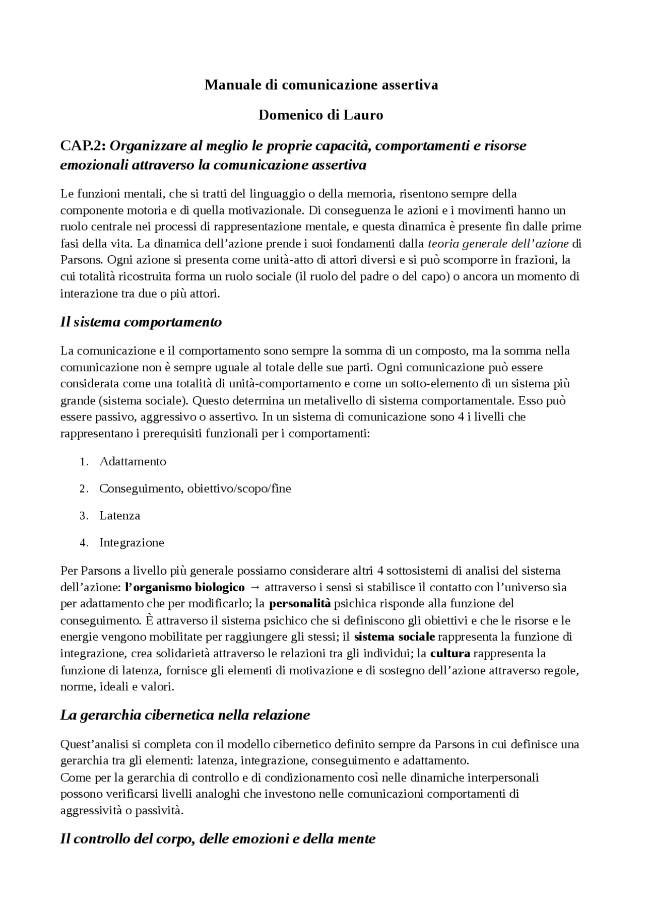 Manuale Di Comunicazione Assertiva Domenico Di Lauro Docsity