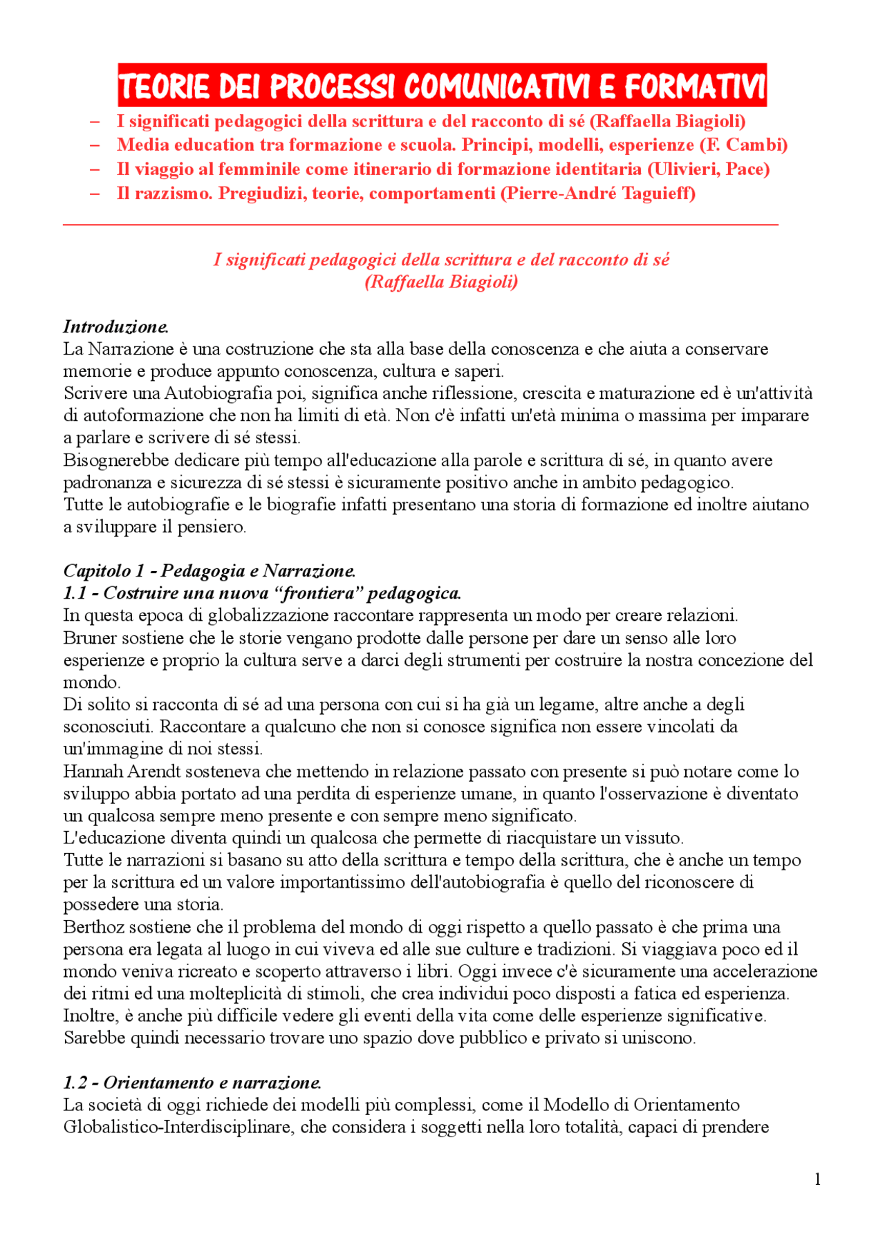 Riassunti Libri Teorie Dei Processi Comunicativi E Formativi Biagioli