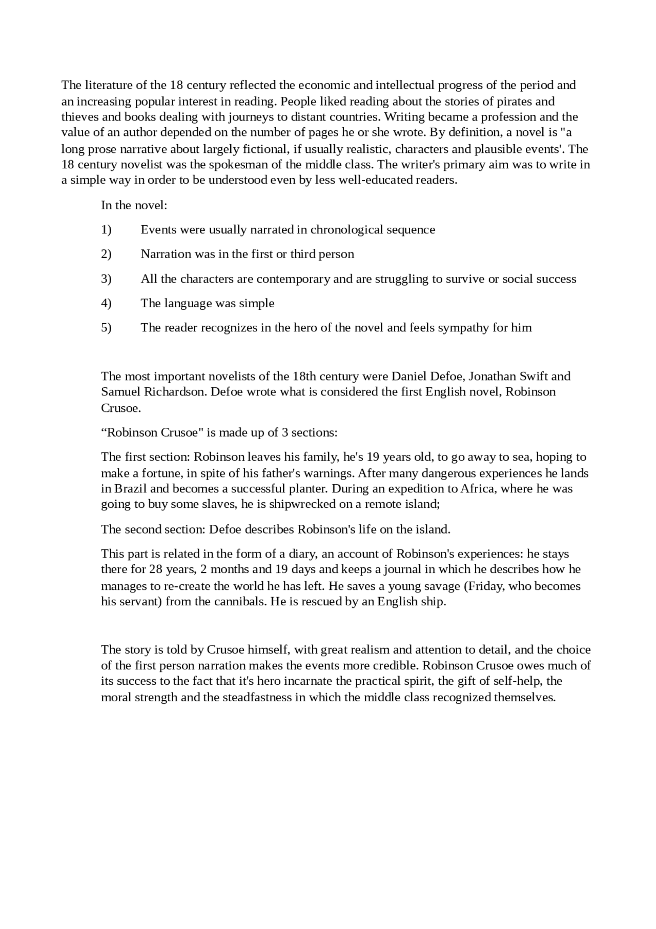 Novel, Daniel Defoe and Robinson Crusoe - Jonathan Swift and Gulliver's ...