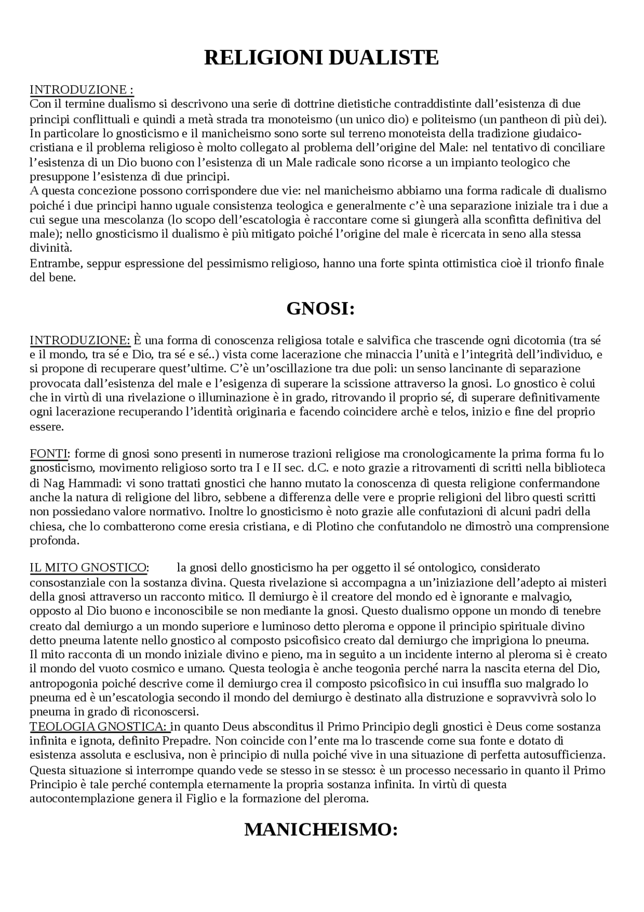 Manuale Di Storia Delle Religioni Docsity