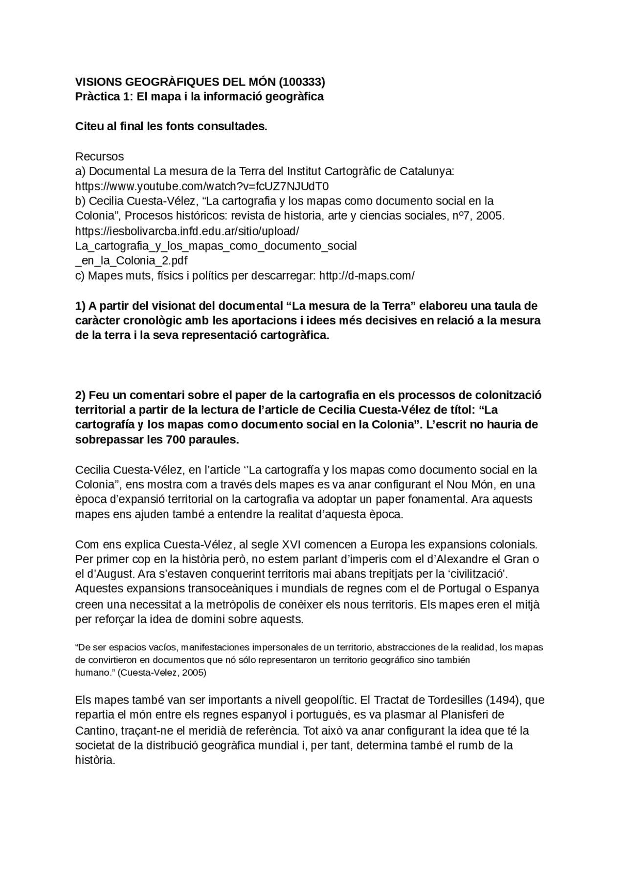 PrÁctica 1 Visions Geogràfiques Del Món Docsity