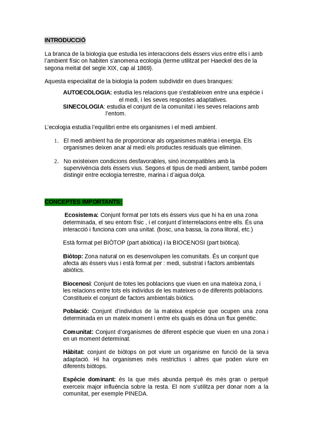 Resum Biologia 3r Trimestre 2n Batxillerat Docsity