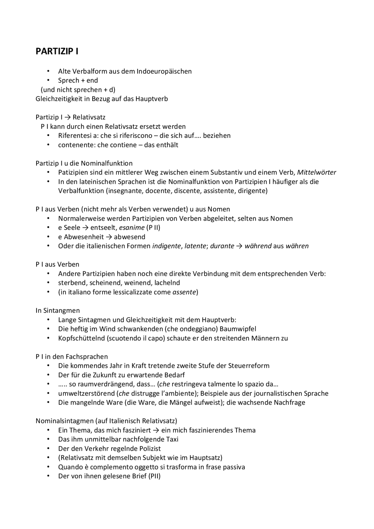 Grammatica tedesca base - Partizip I - Docsity