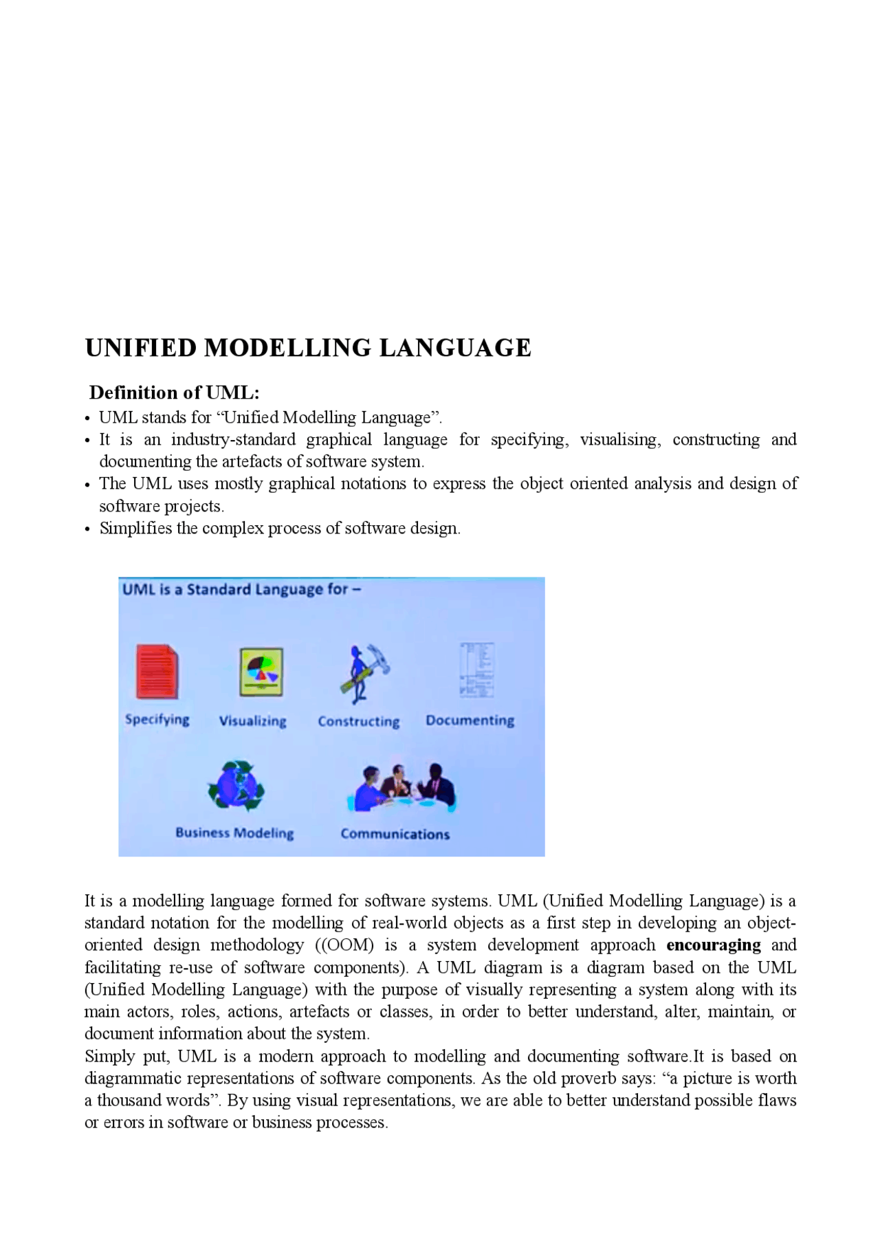UNIFIED MODELLING LANGUAGE - Docsity