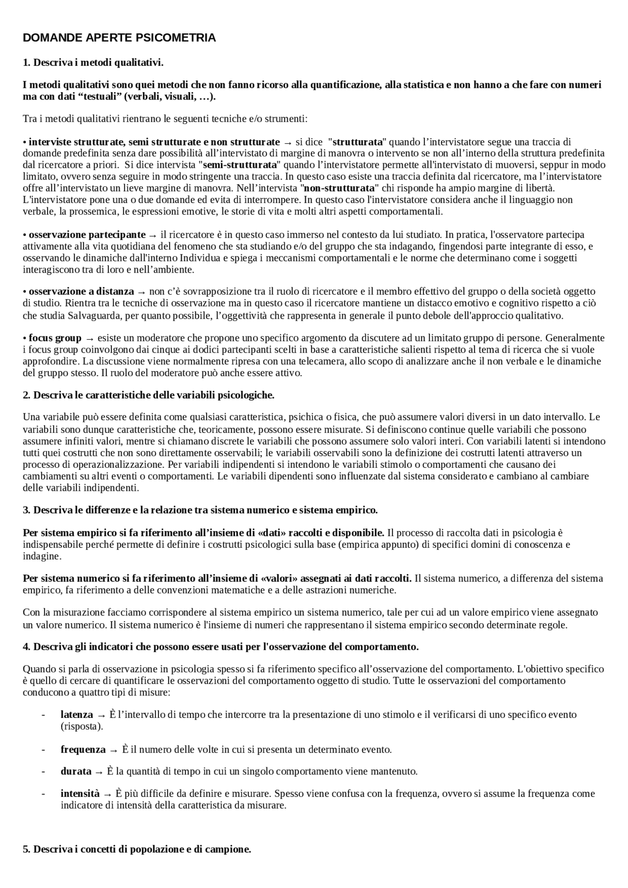 Domande Psicometria Docsity