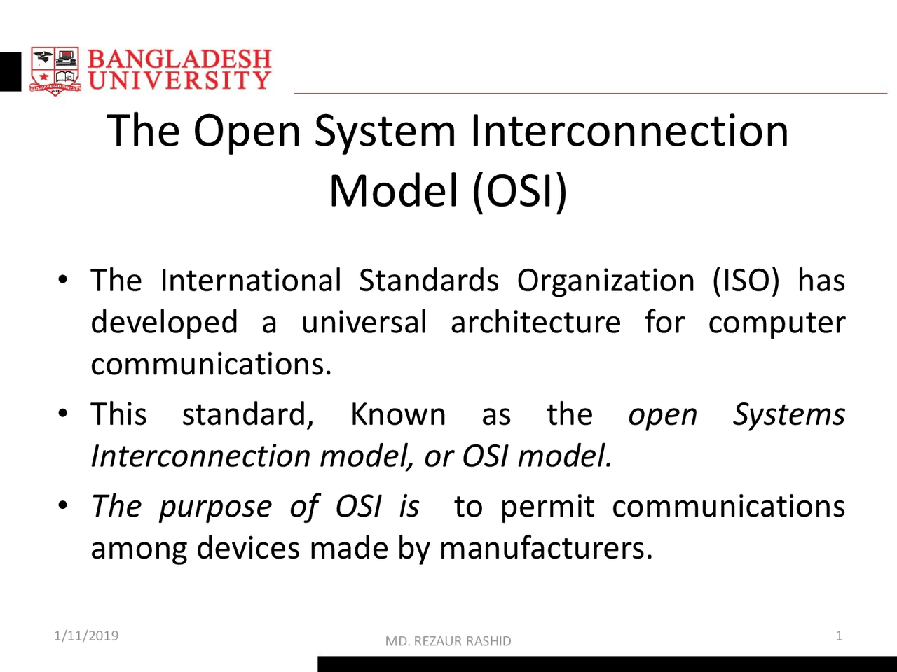 The Open System Interconnection Model Osi Hand Notes Docsity