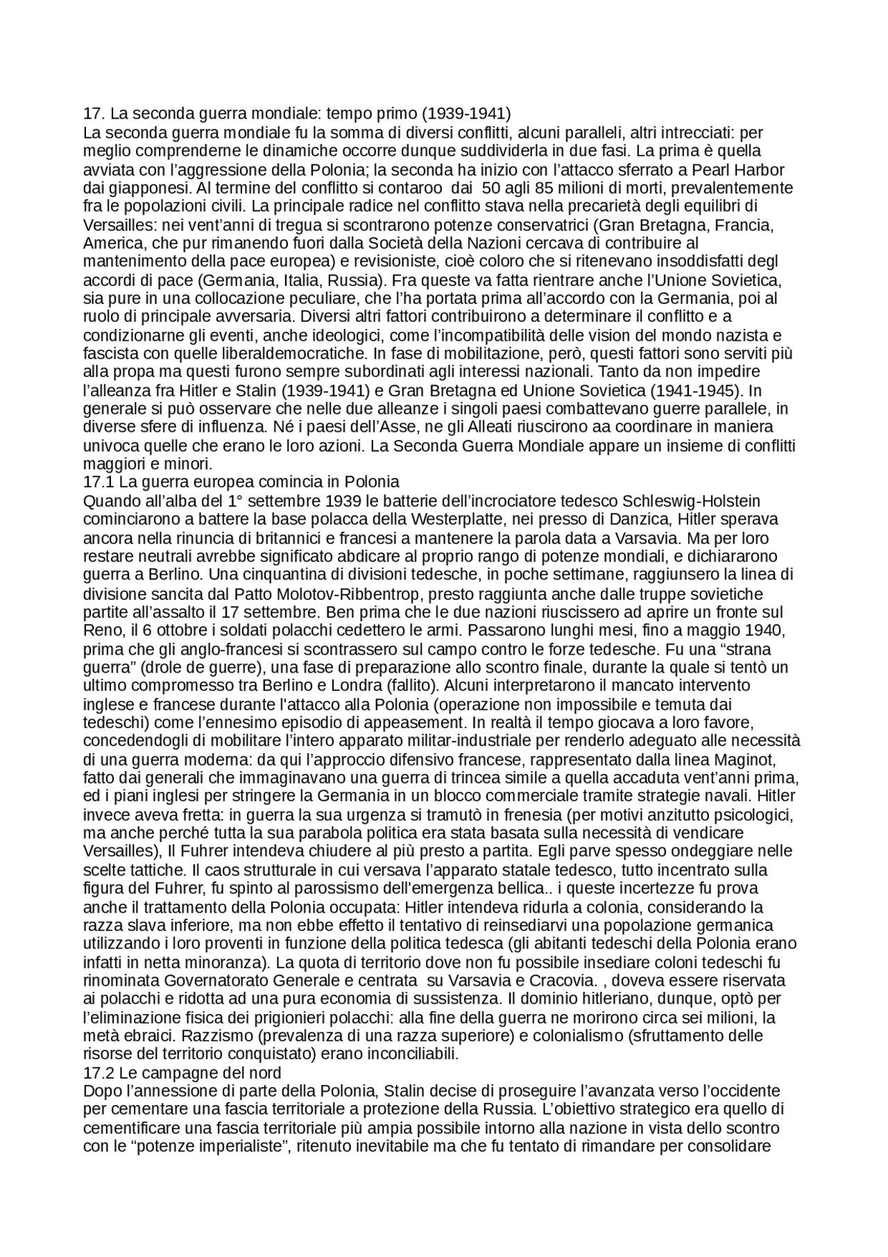 Riassunto Seconda Guerra Mondiale Docsity