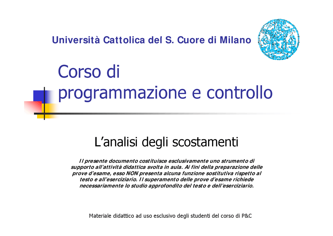 Analisi Degli Scostamenti Docsity