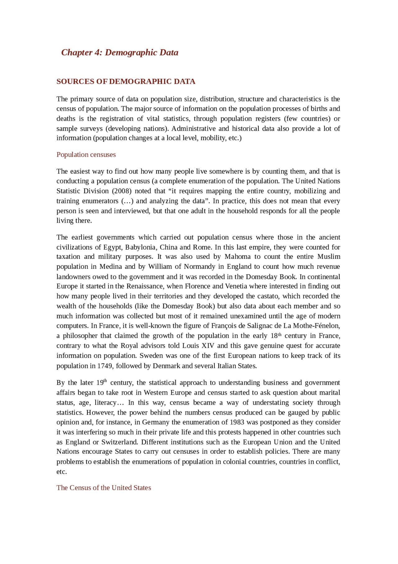 Capítulo 4: Sources of demographic data - Docsity