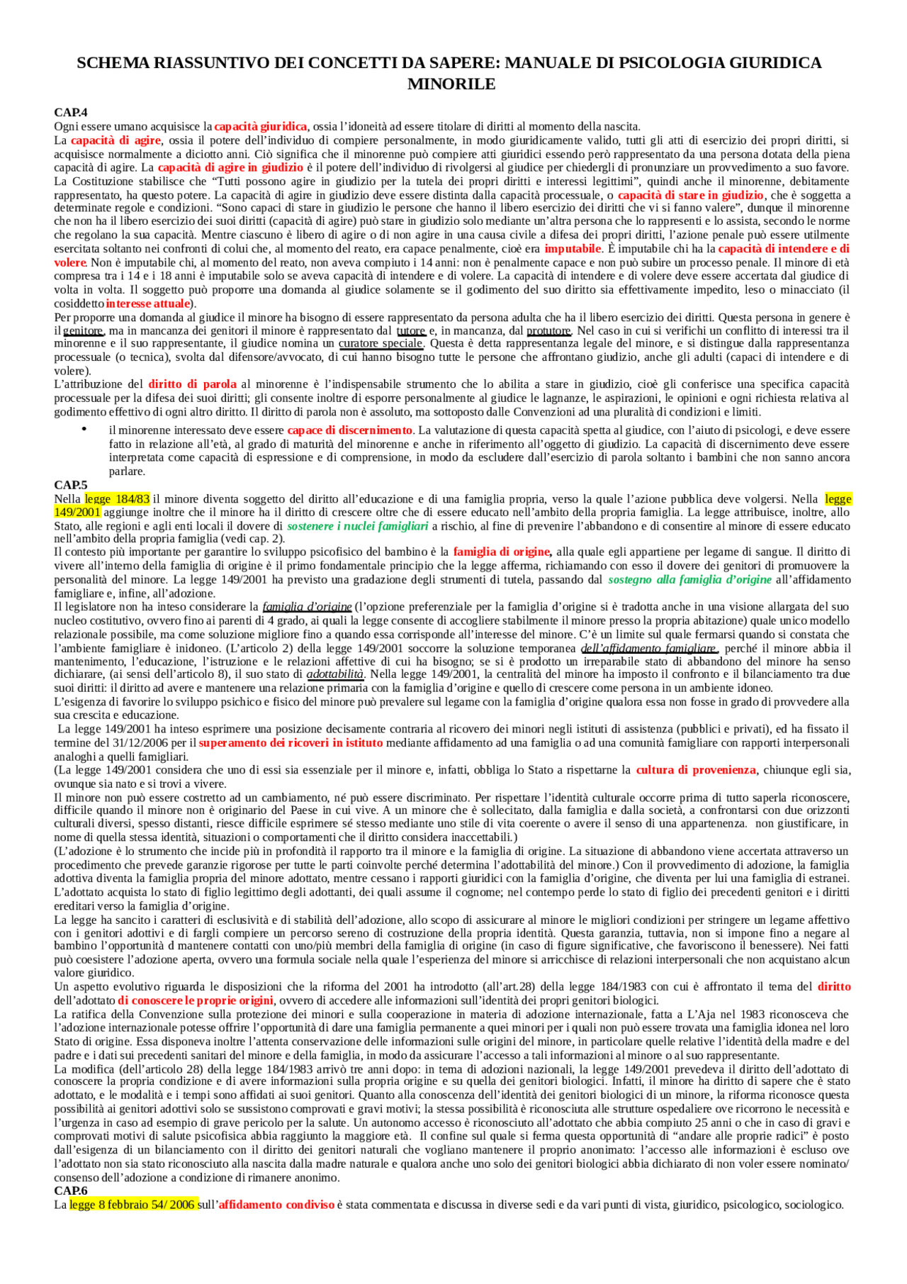Psicologia Giuridica Minorile Docsity