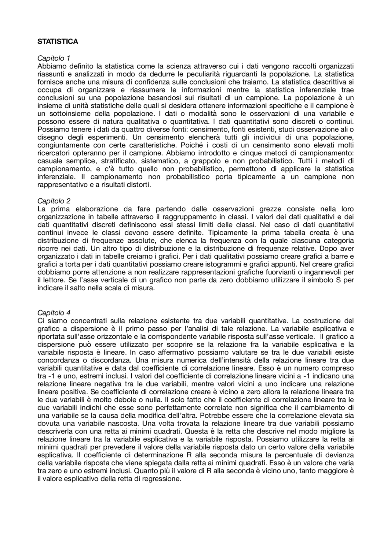 Fondamenti Di Statistica Sintesi Del Corso Di Statica Docsity