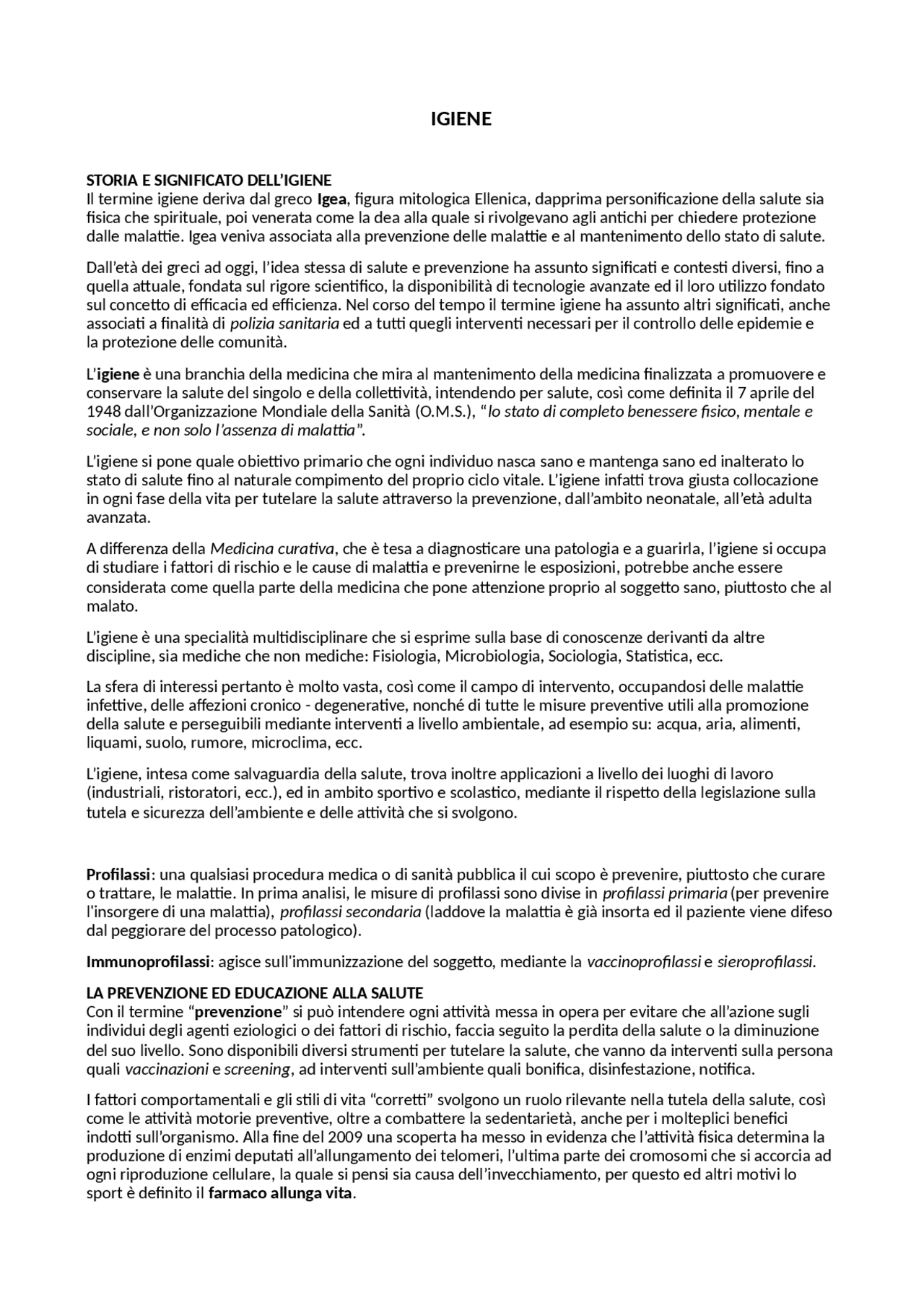 Appunti Esame Igiene Docsity
