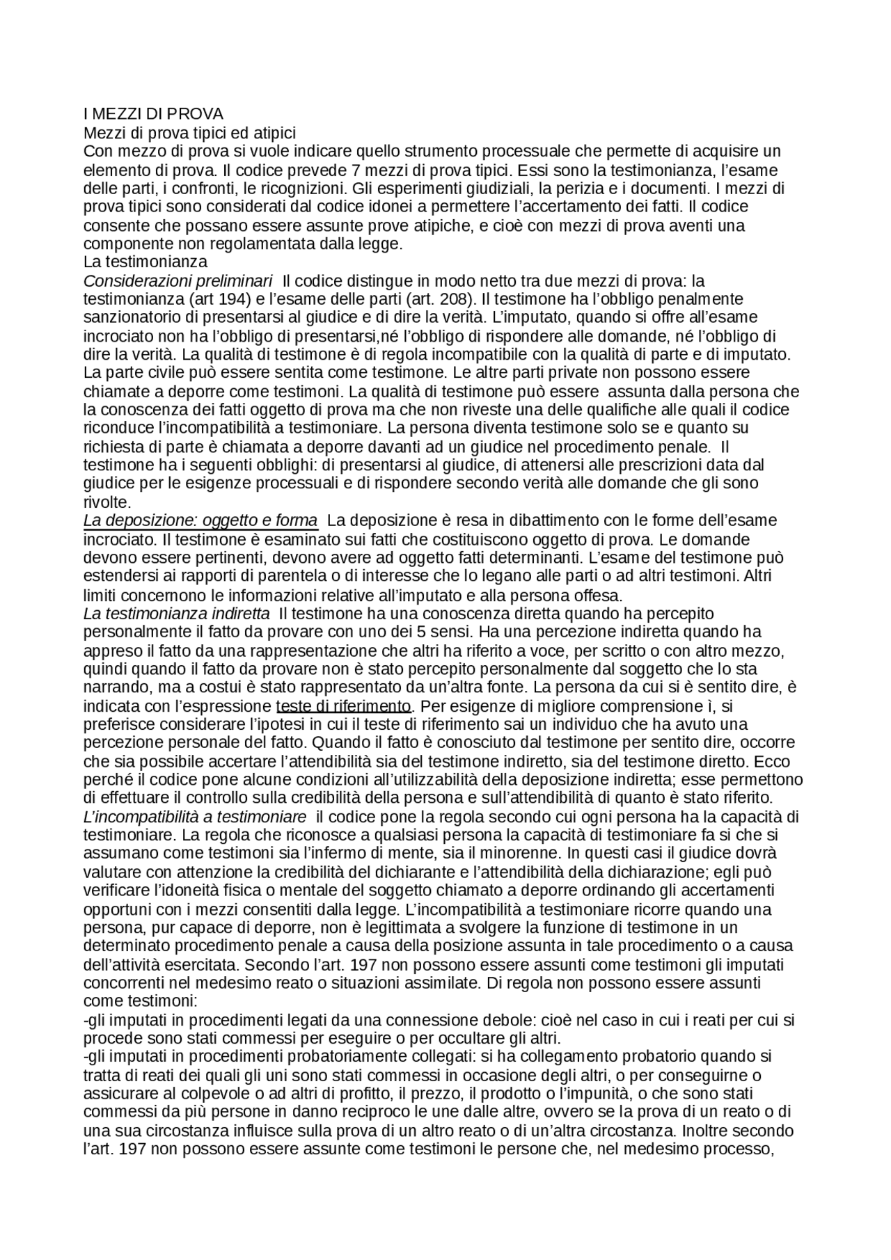 Prove Dibattimentali Docsity