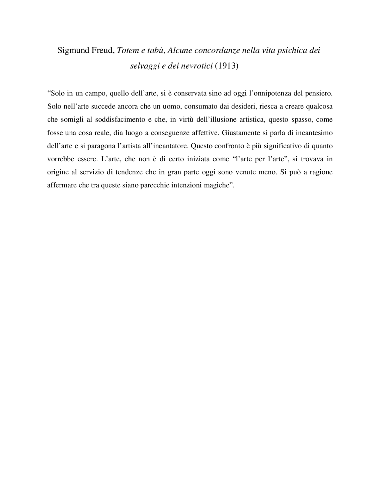 Totem E Tabù Freud Traduzione Delloriginale Docsity