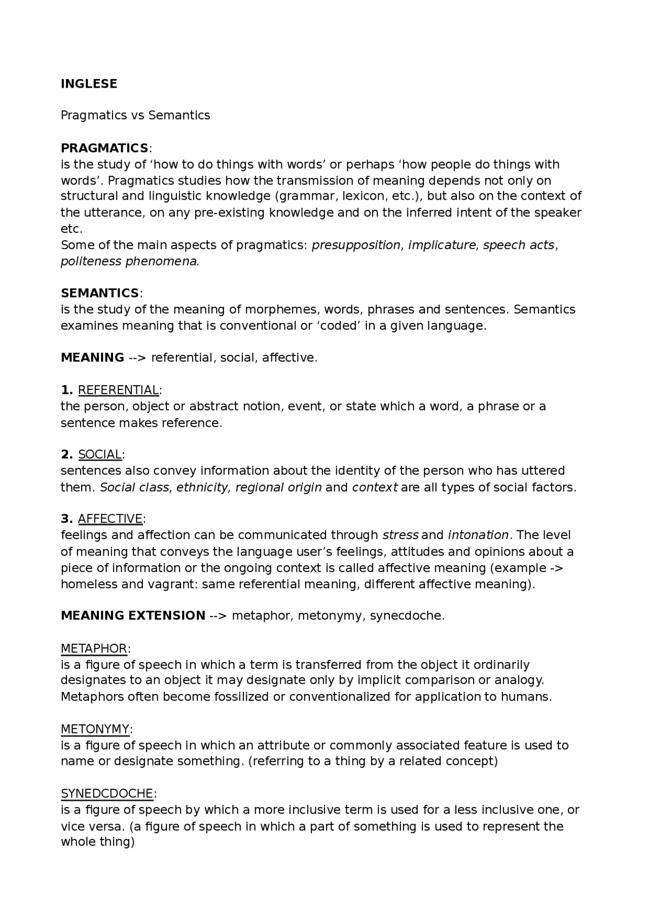 Lingua Inglese Scienze Della Comunicazione Unifi Docsity